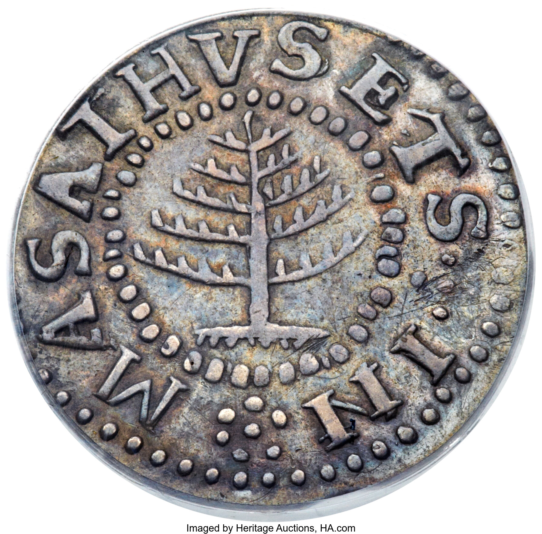 1652 SHILNG Pine Tree Shilling, Small Planchet AU50 PCGS. CAC. | Lot ...