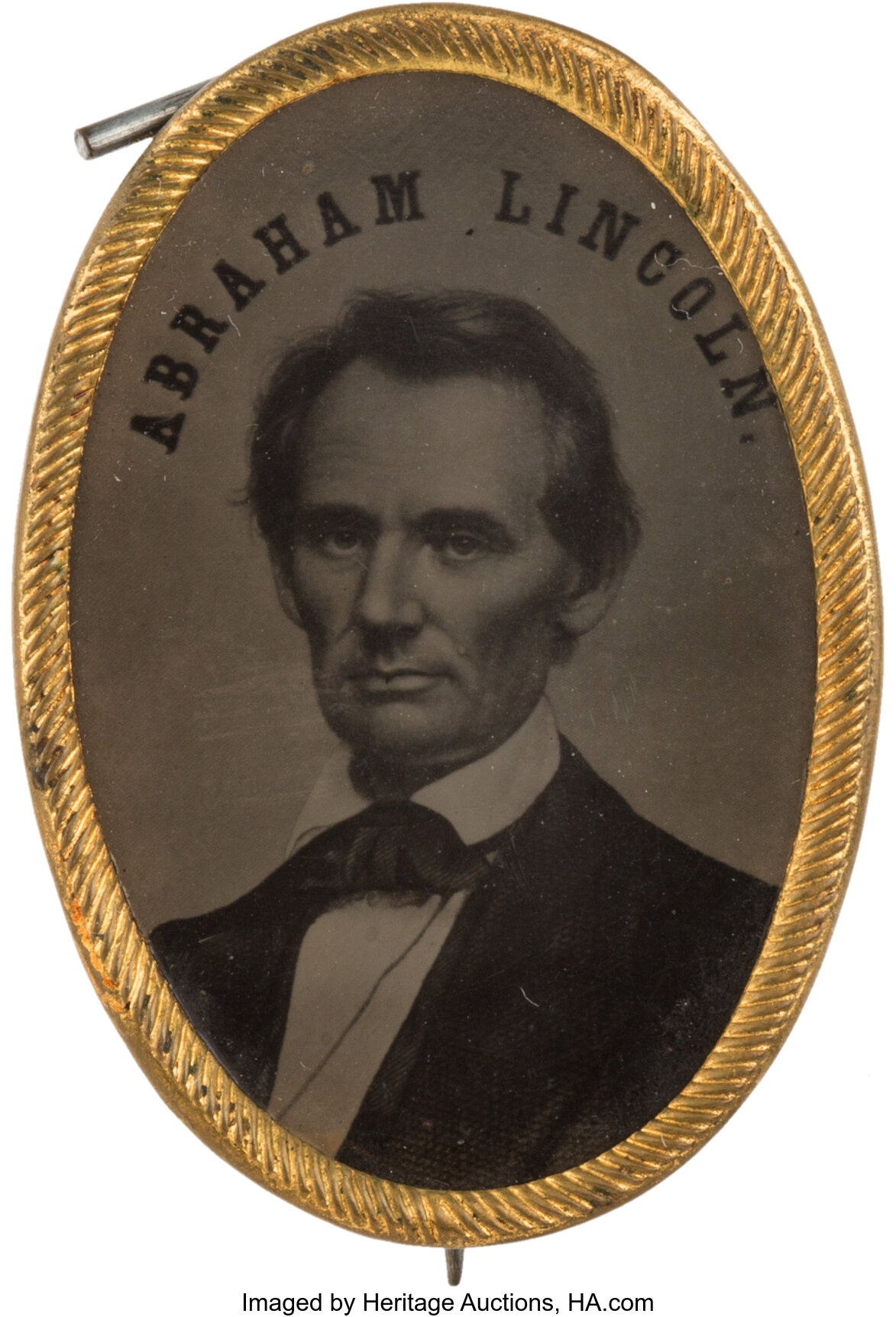Abraham Lincoln: Large Oval Ferrotype Badge.... Political | Lot #43057 ...