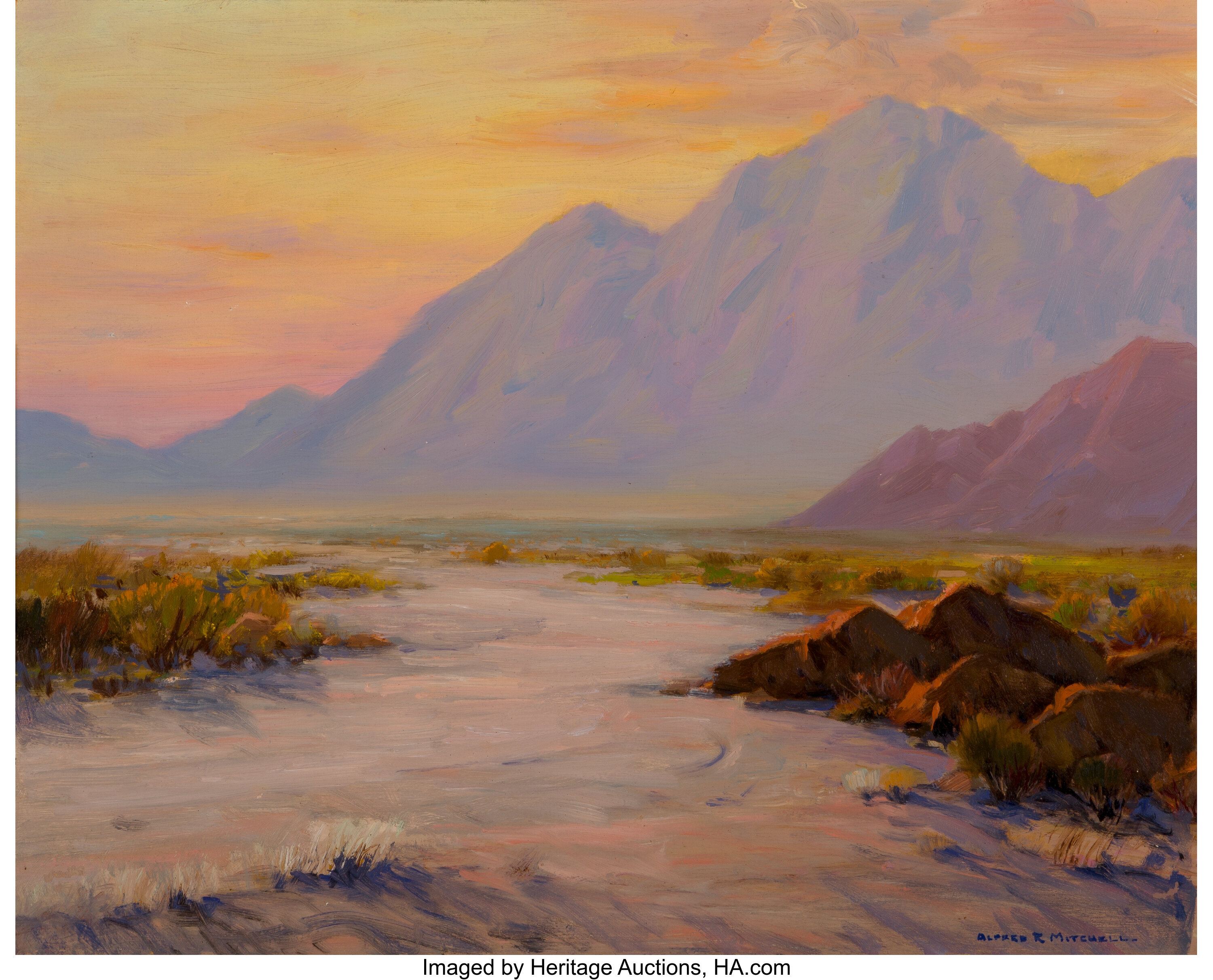 Alfred Richard Mitchell (American, 1888-1972). San Jacinto Sunset ...