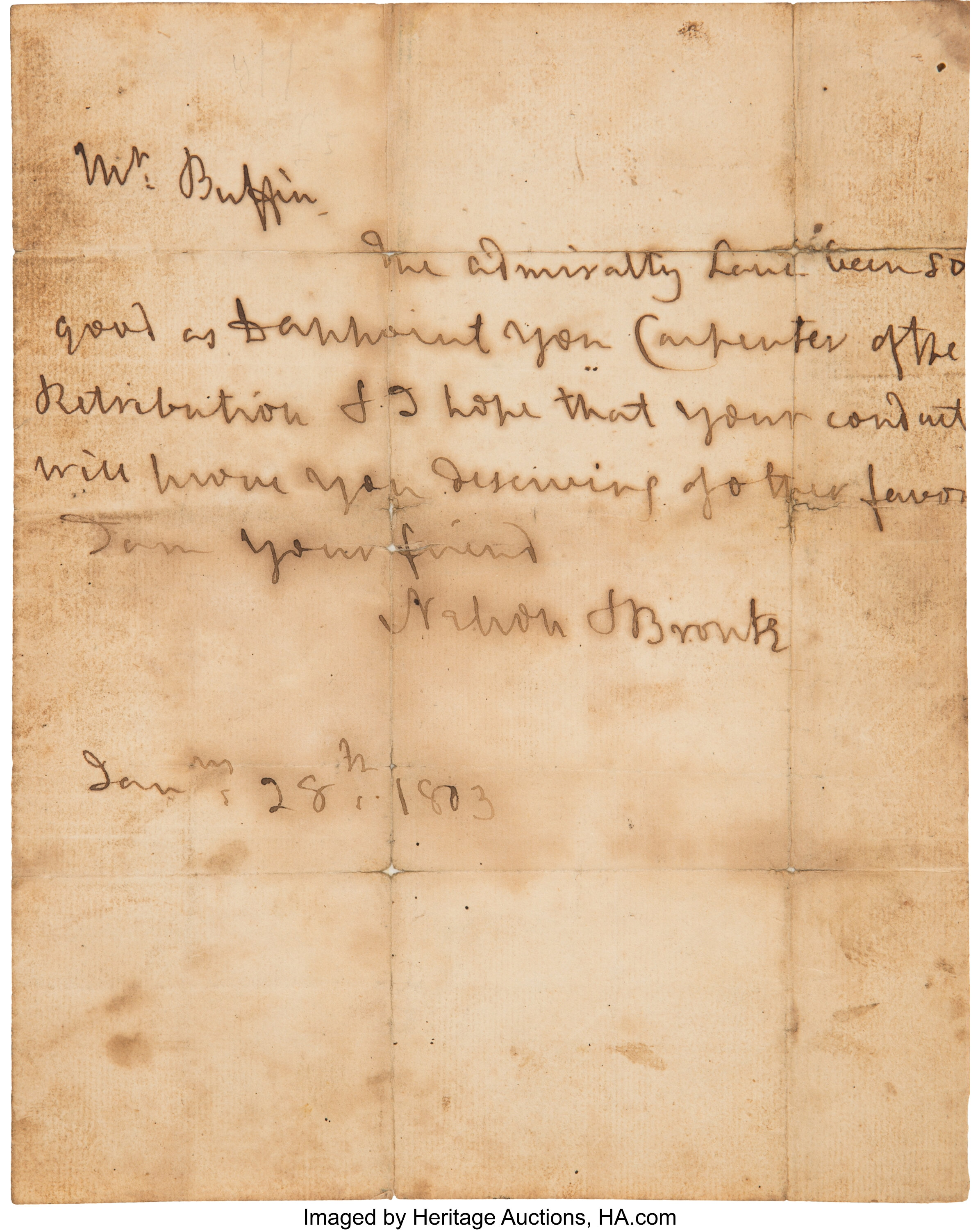 Lord Horatio Nelson Autograph Letter Signed... Autographs Military ...