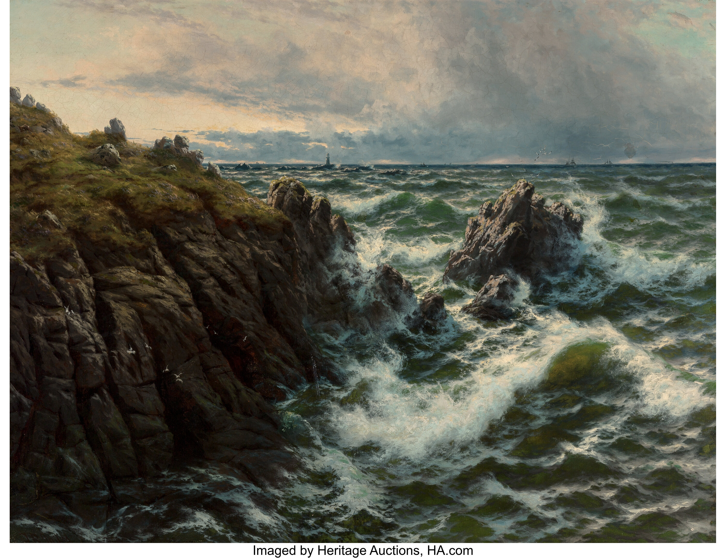 Thomas Rose Miles (British, 1844-1916). A Rocky Coast. Oil on | Lot ...