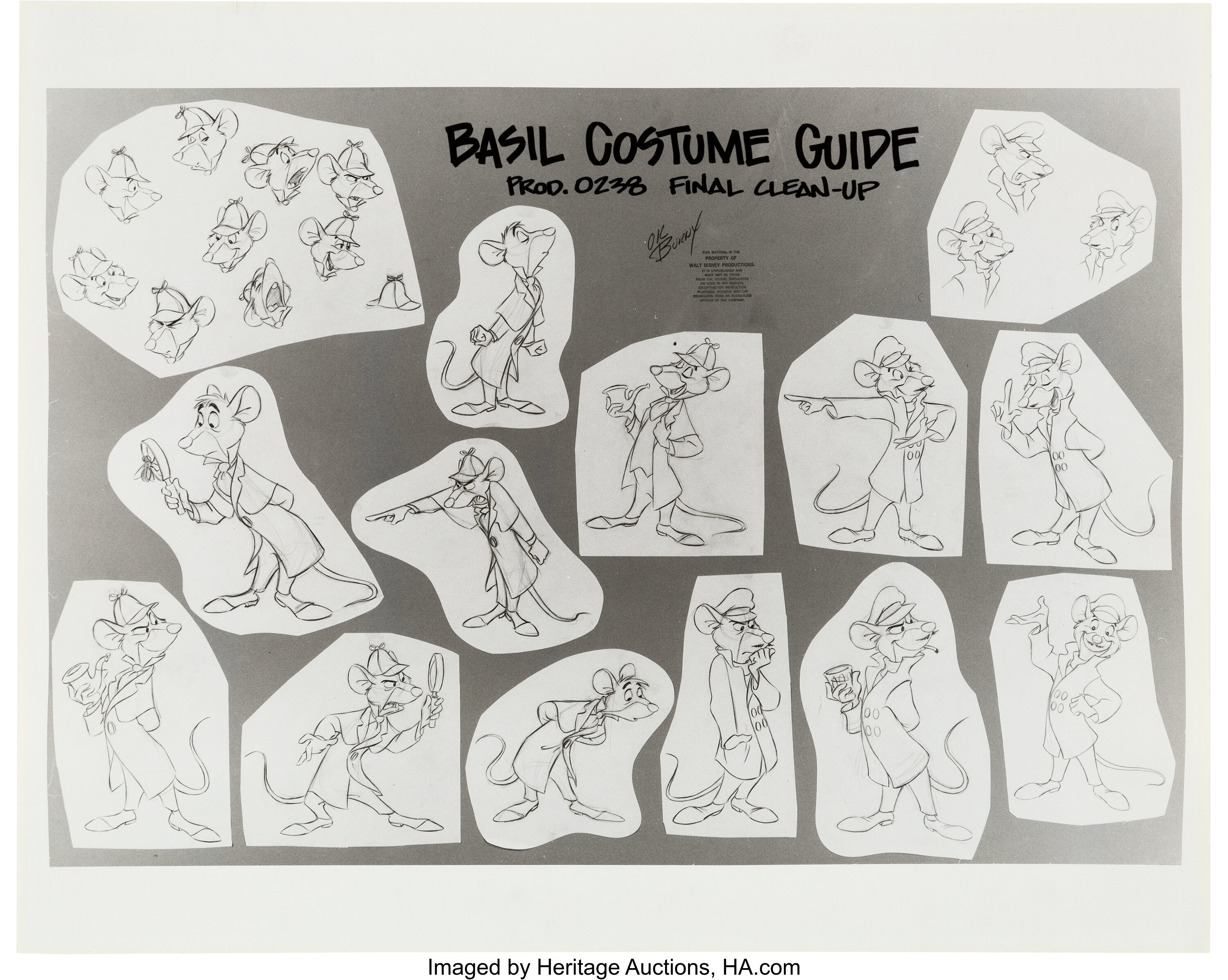 The Great Mouse Detective Master Set of 9 Model Sheets (Disney, | Lot ...