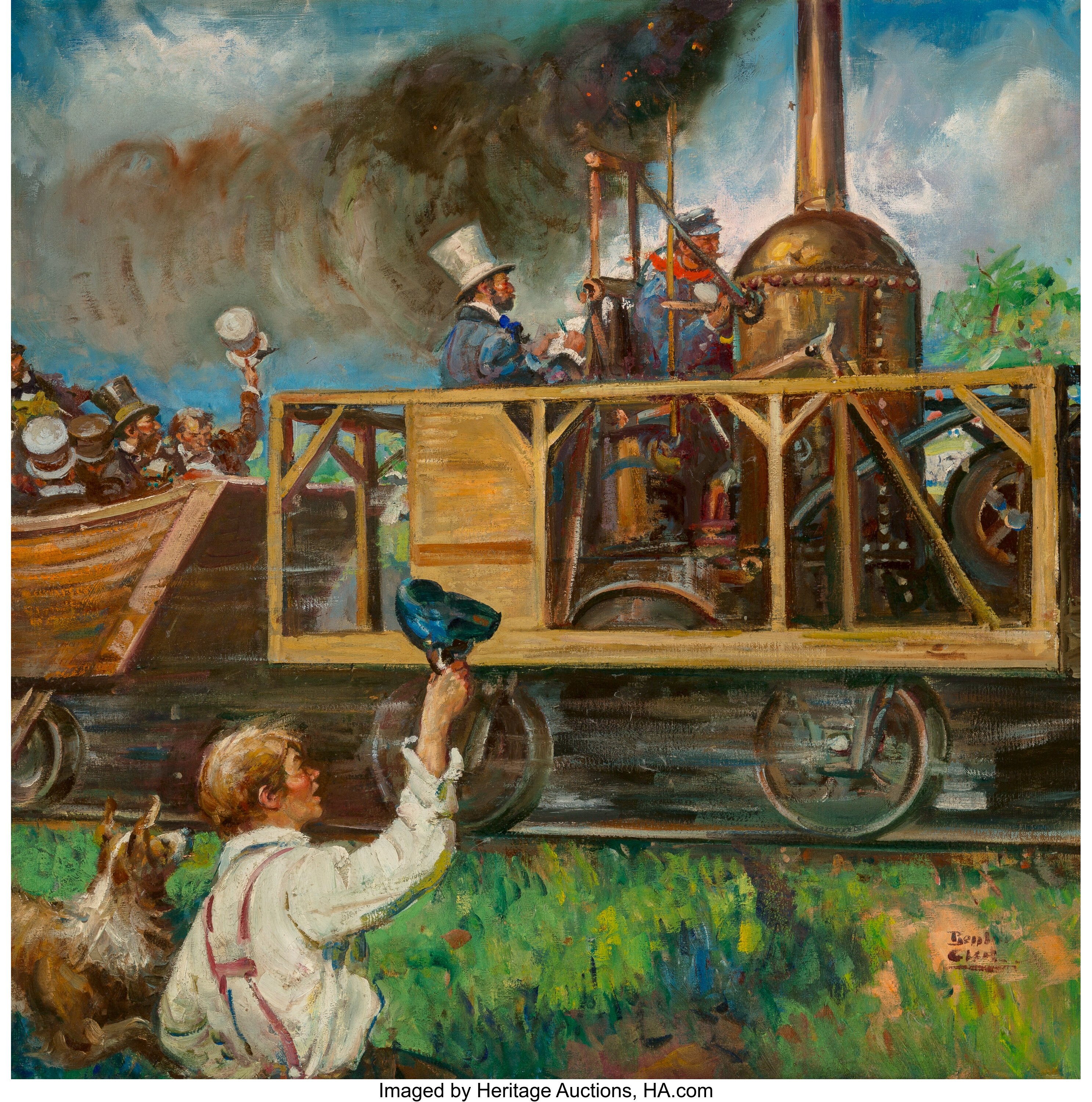Benton Henderson Clark (American, 1895-1964). Railroad Celebration ...