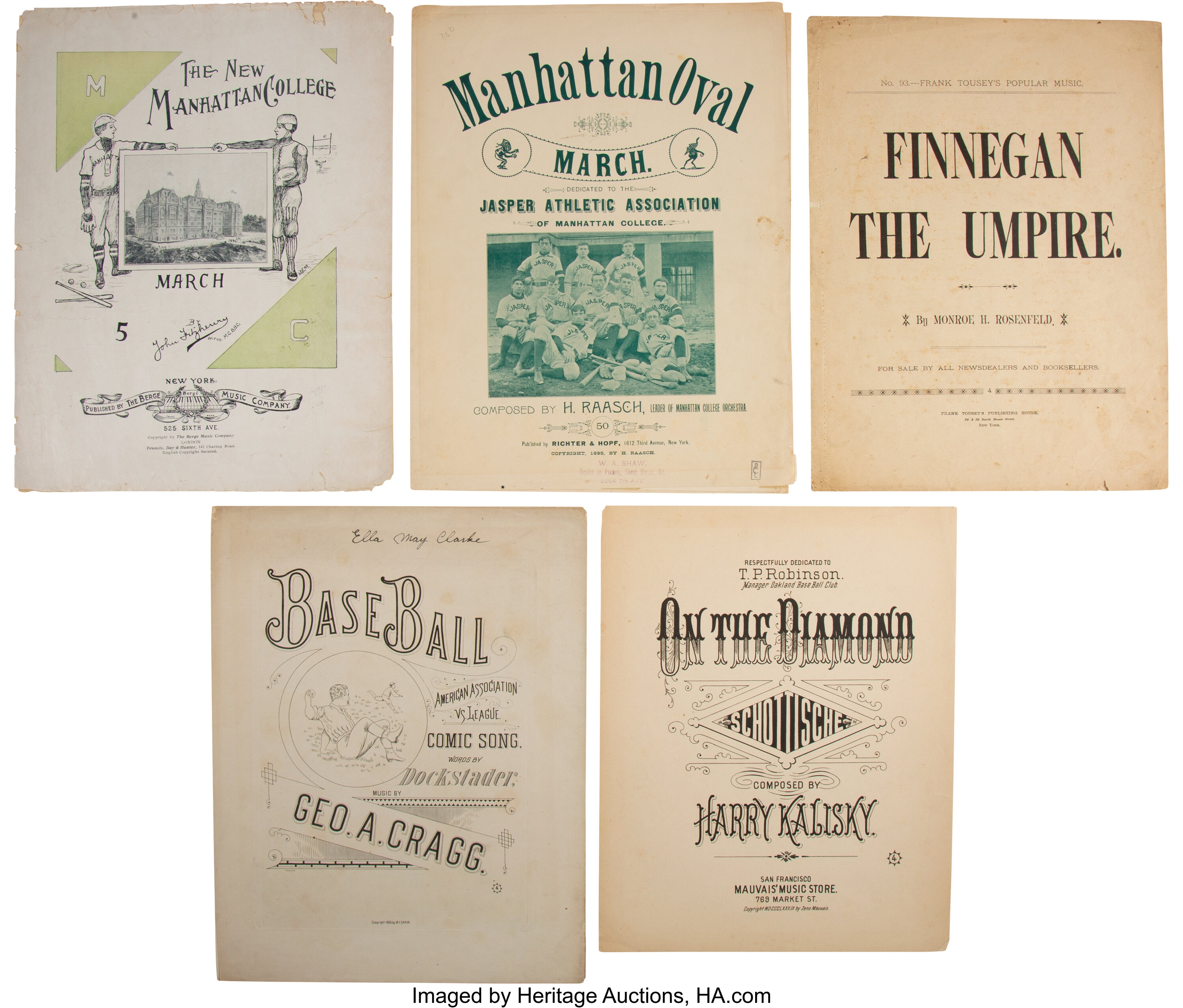 1886-1900 Baseball Sheet Music Lot of 5.... Baseball Collectibles | Lot ...