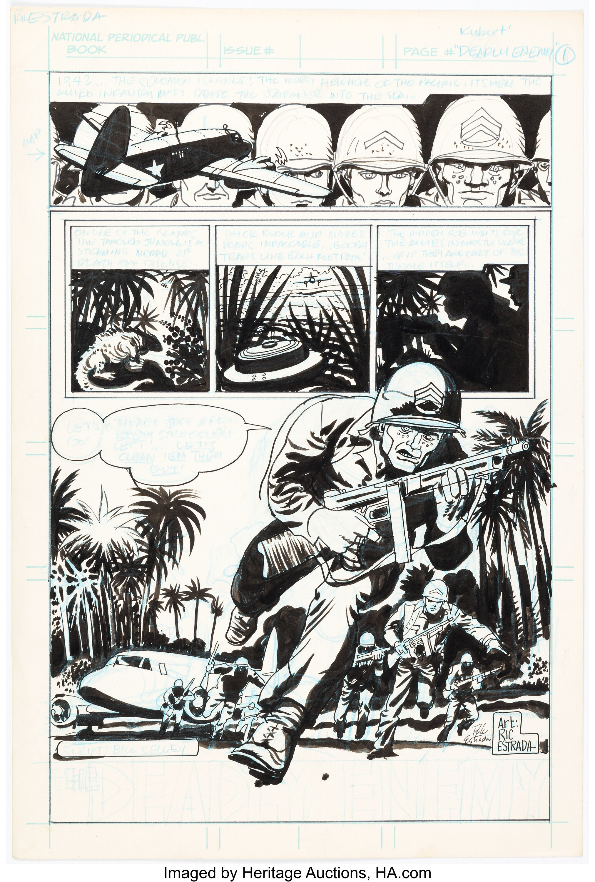 Ric Estrada Sgt. Rock #341 Title Page 1 Original Art (DC, 1980 ...
