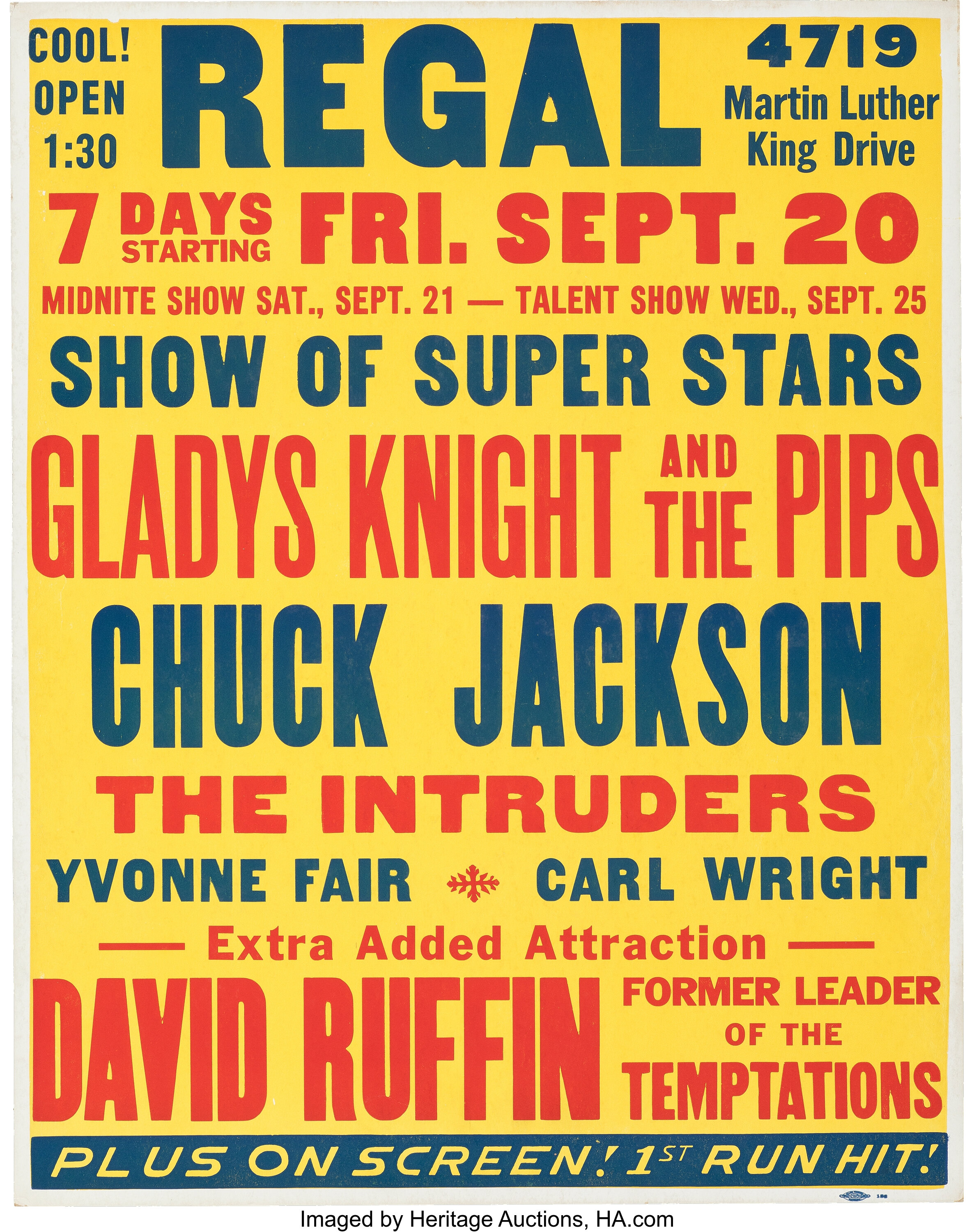 Gladys Knight & Pips, David Ruffin, Chuck Jackson 1968 Chicago | Lot ...