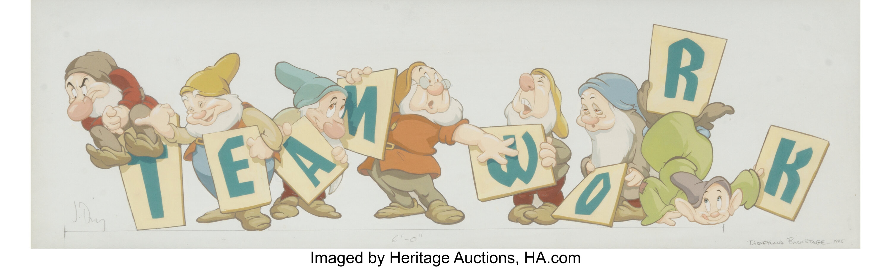 Disneyland - "Teamwork" Cast Member Backstage Painting (Walt | Lot ...