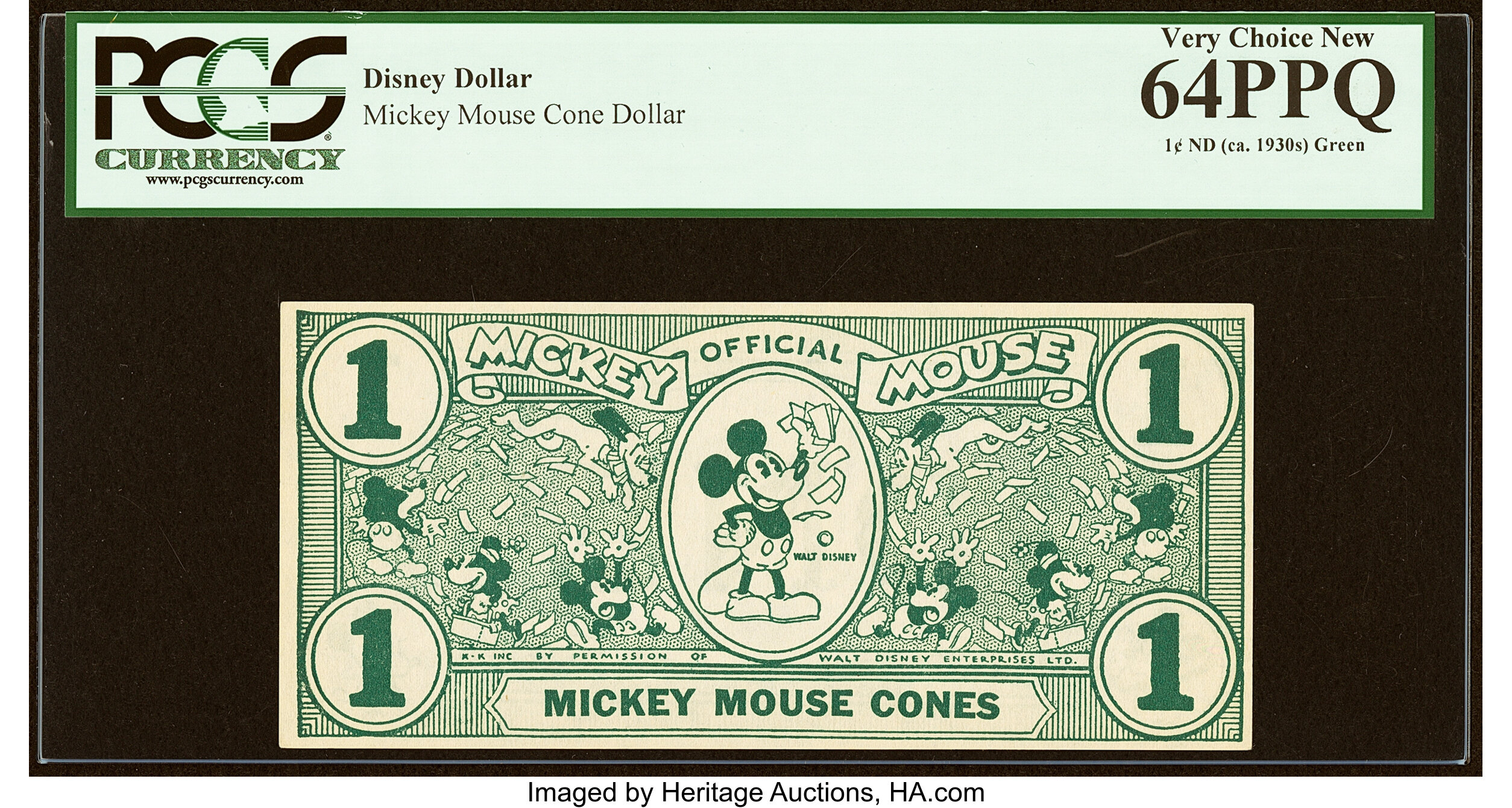 Mickey Mouse Official Mickey Mouse Cones "1" Green Circa 1930s PCGS ...