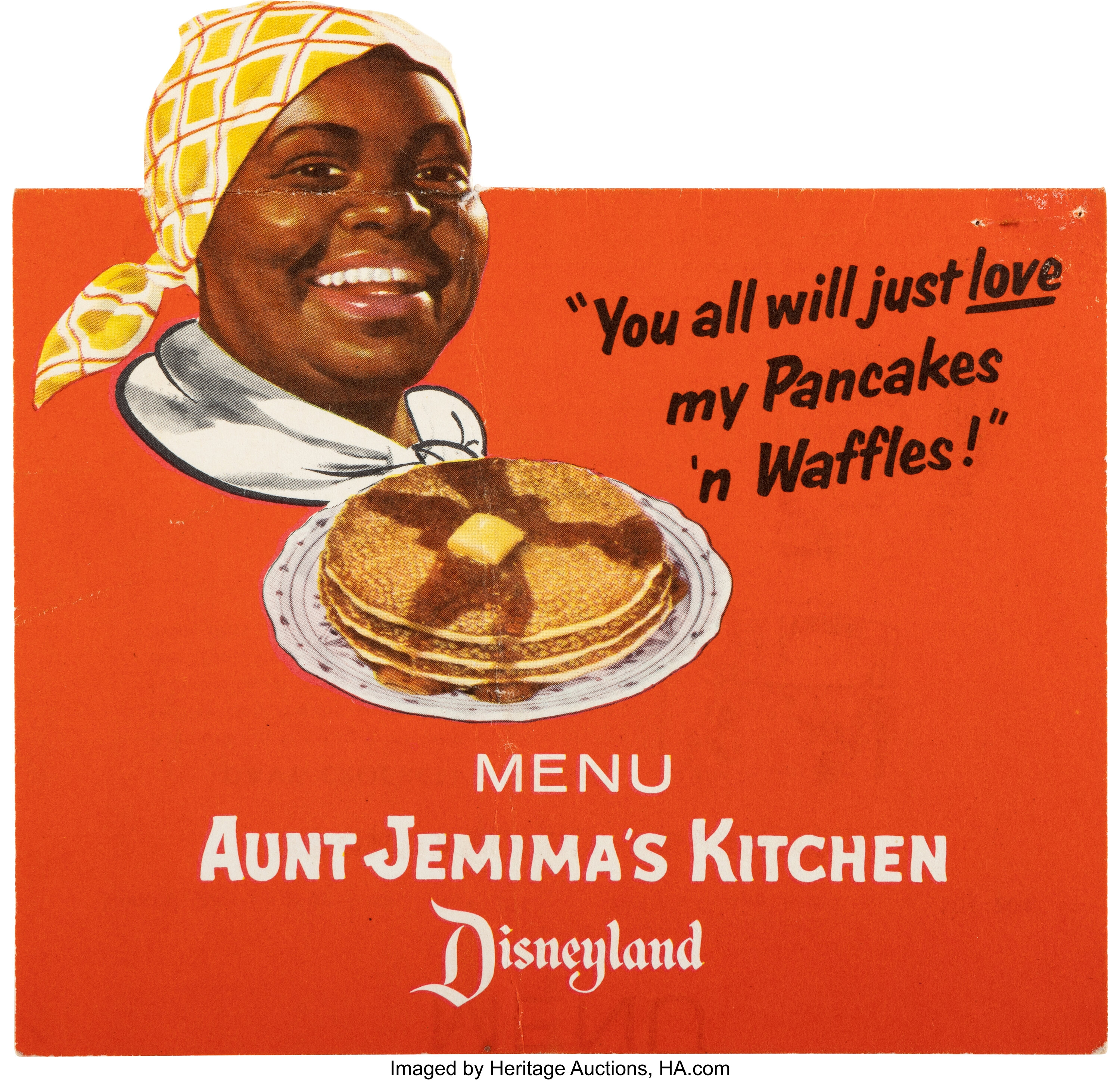 Disneyland - Aunt Jemima's Kitchen Menu (Walt Disney, c. 1960s ...