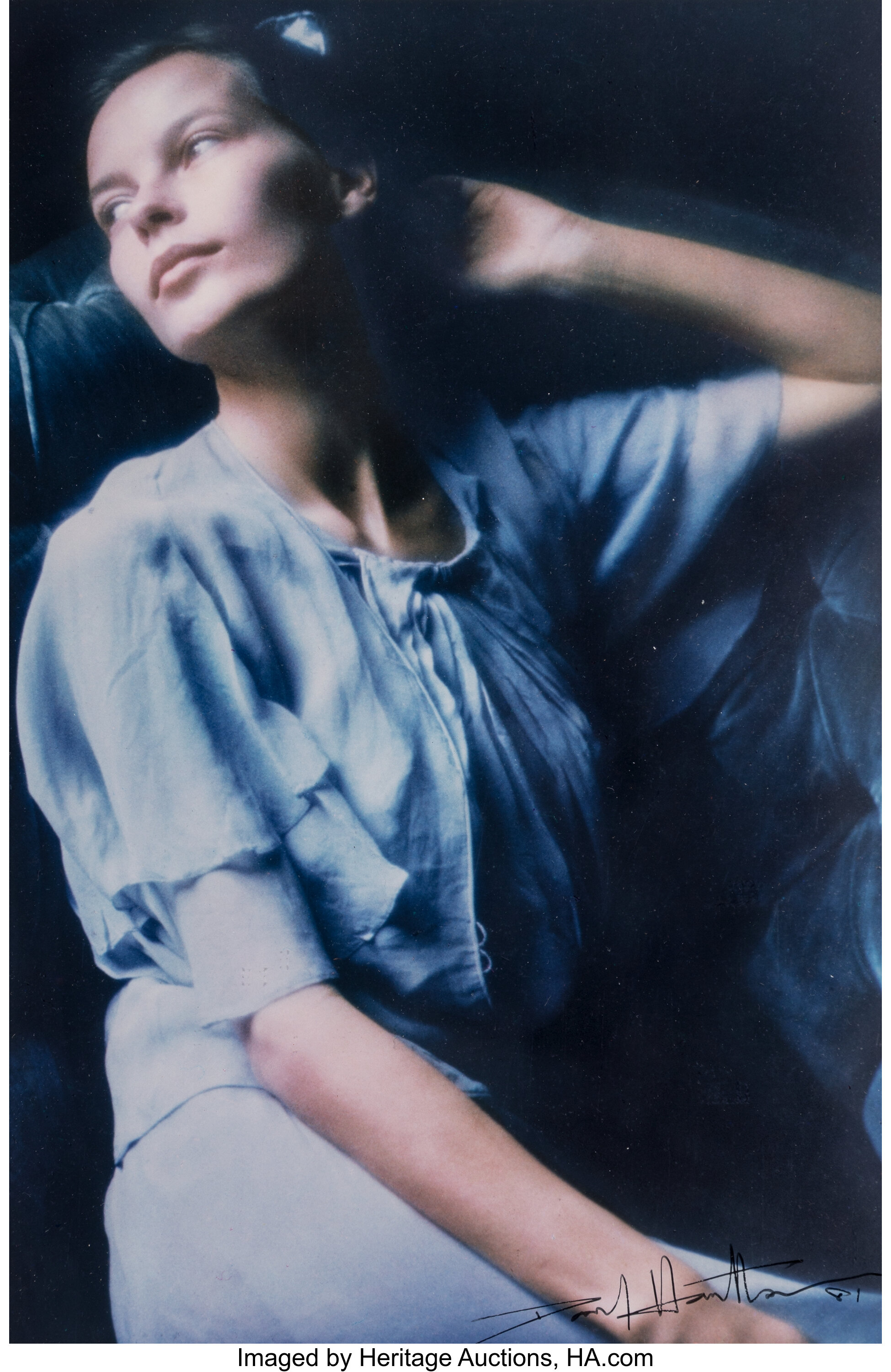 David Hamilton (British, 1933-2016). Woman in Blue Shirt, 1981. Dye ...