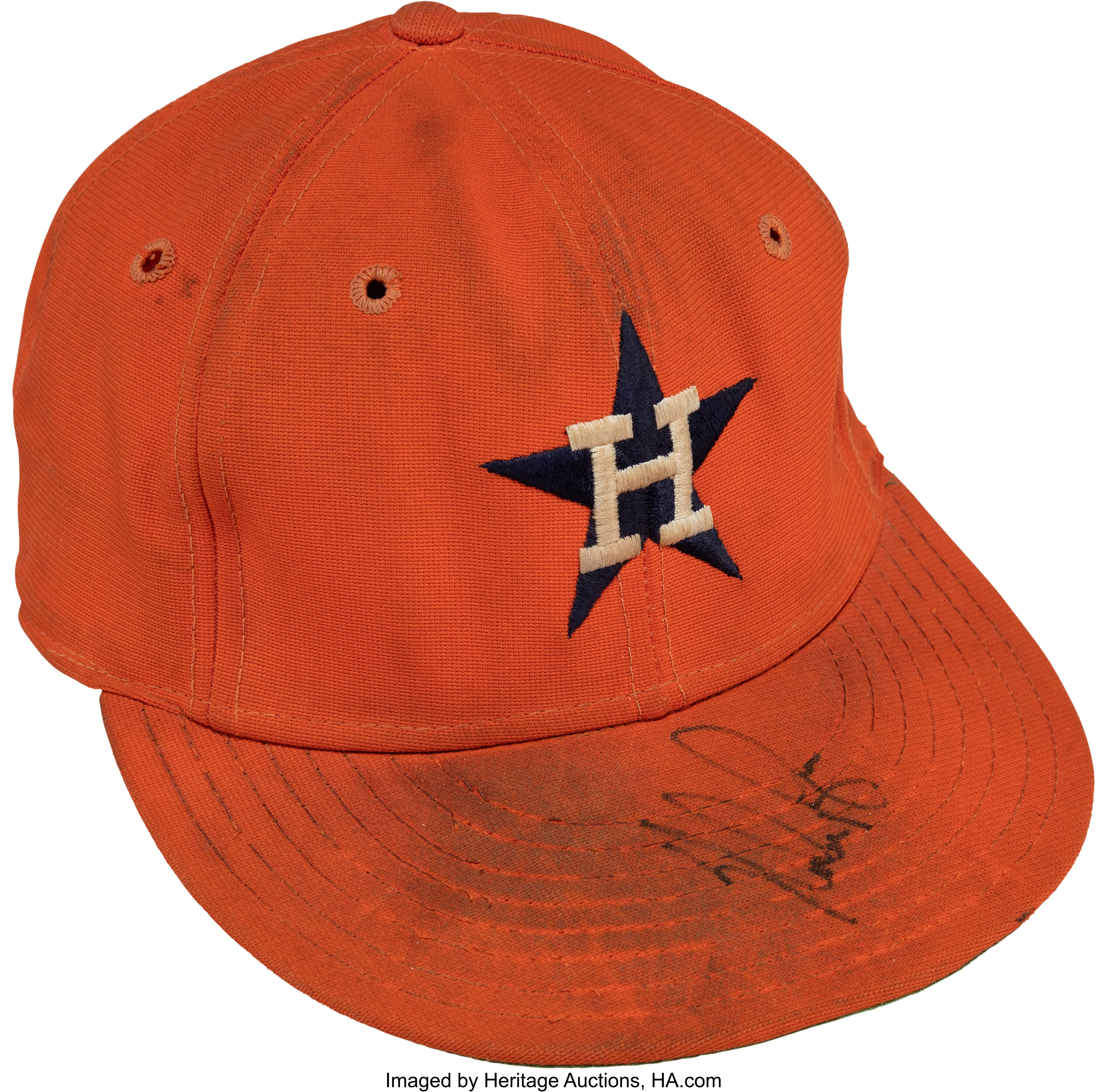 1980-81 Nolan Ryan Game Worn & Signed Houston Astros Cap, MEARS | Lot ...