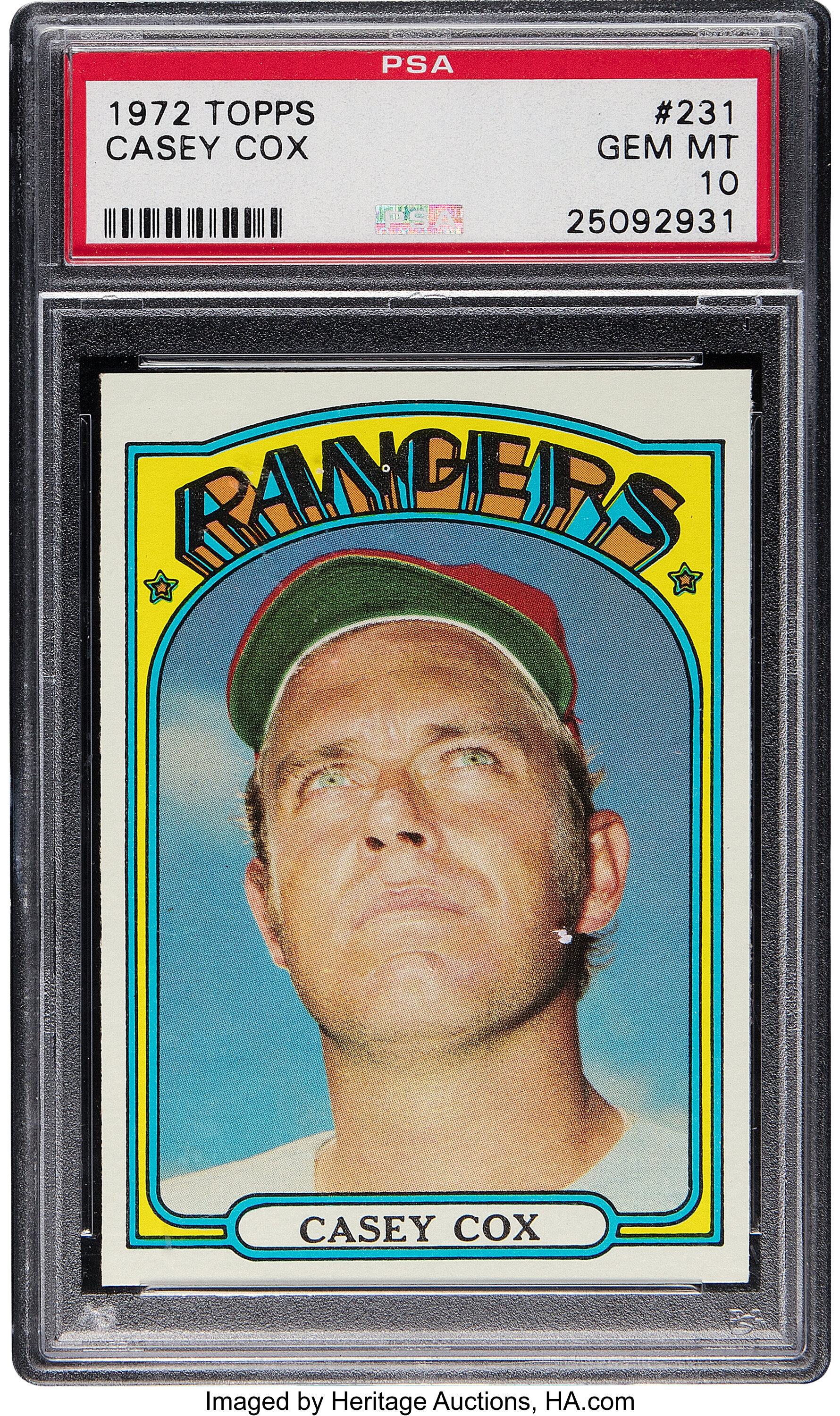 1972 Topps Casey Cox #231 PSA Gem Mint 10.... Baseball Cards | Lot ...