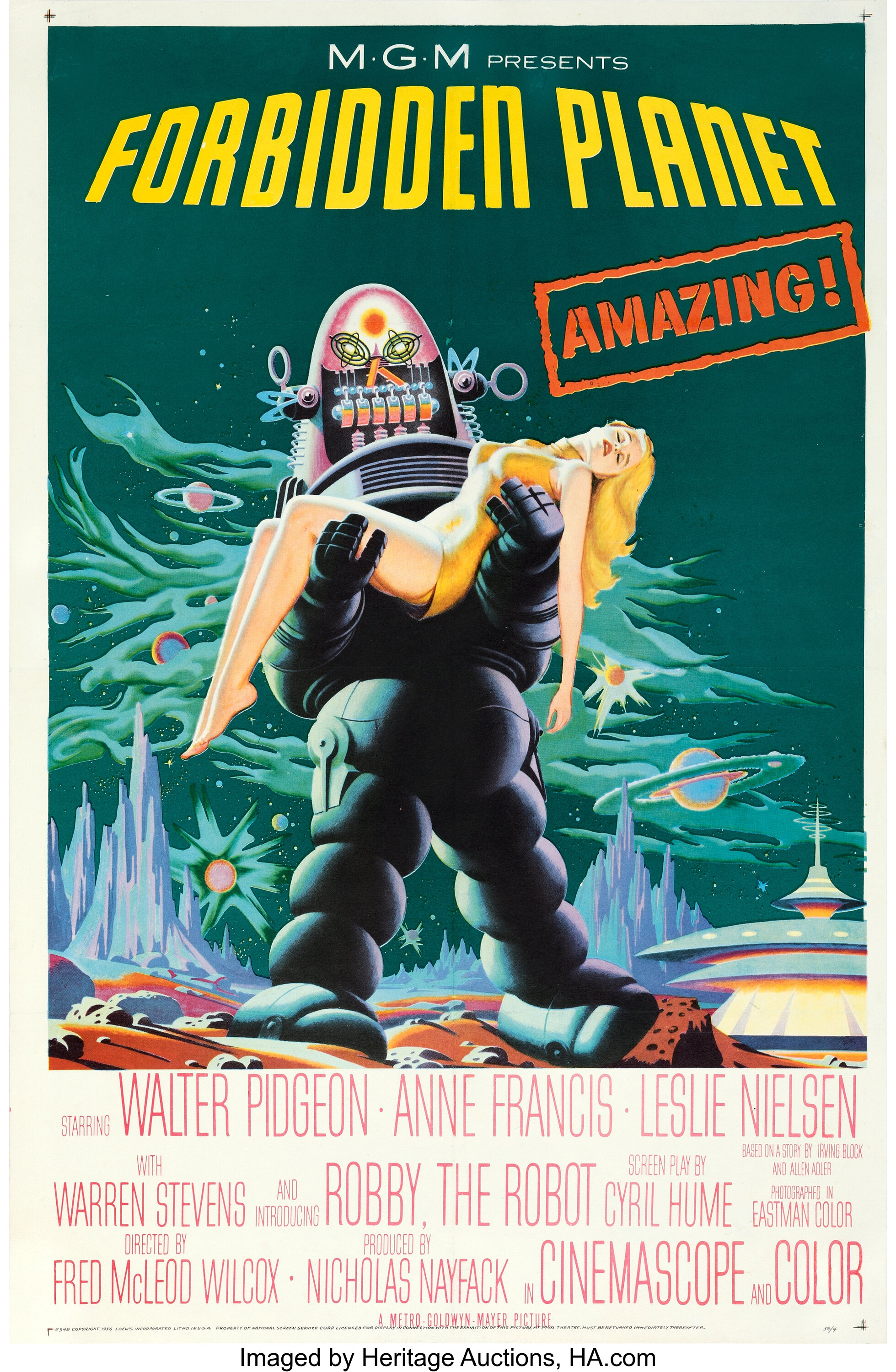 Forbidden Planet (MGM, 1956). Very Fine- on Linen. One Sheet (27" X ...