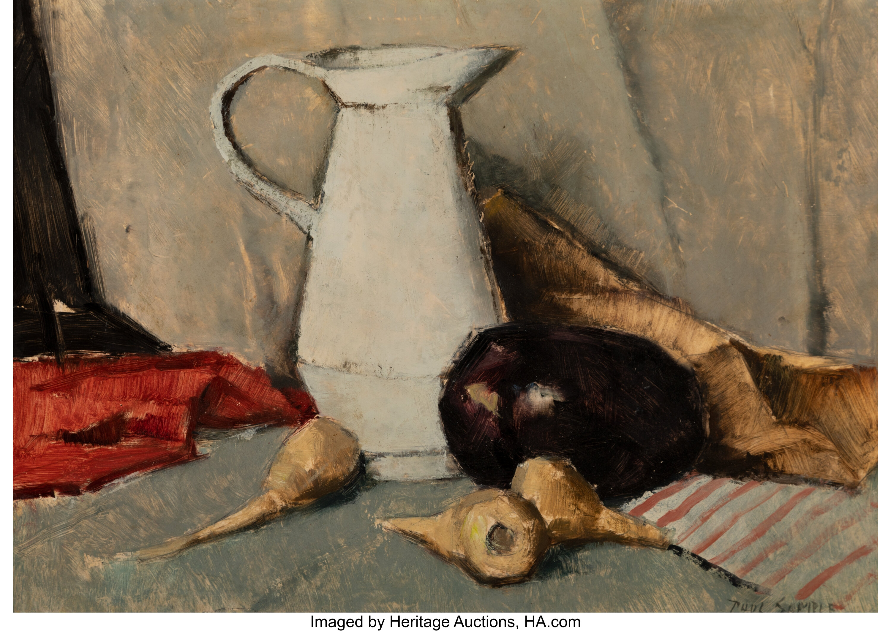 Paul Sample (American, 1896-1974). Still life with white pitcher. | Lot ...