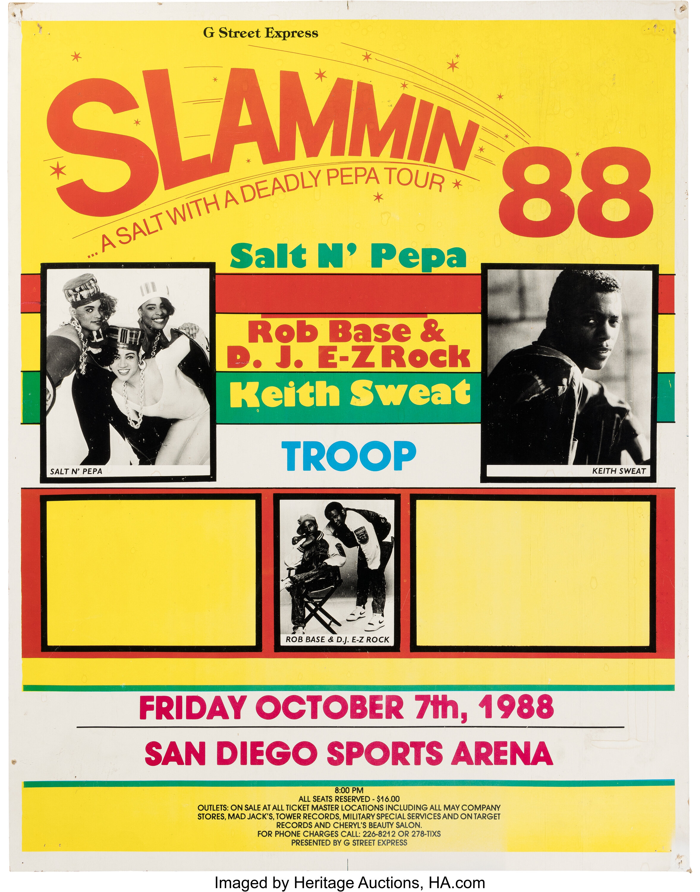 Salt N' Pepa 1988 "Slammin' 88" San Diego, CA Concert Poster.... | Lot ...