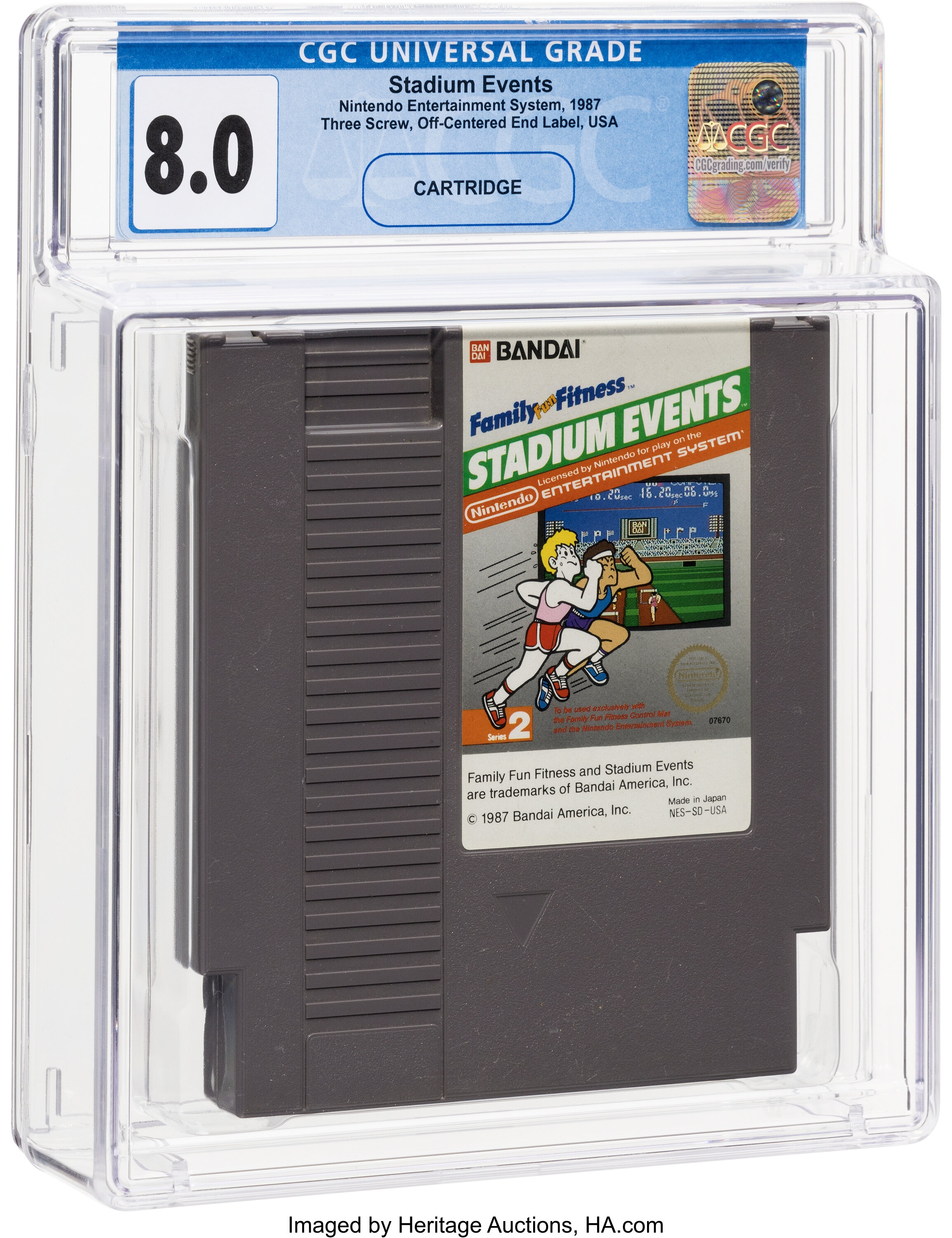 Stadium Events: Family Fun Fitness - CGC 8.0 Cart, NES Bandai 1987 ...