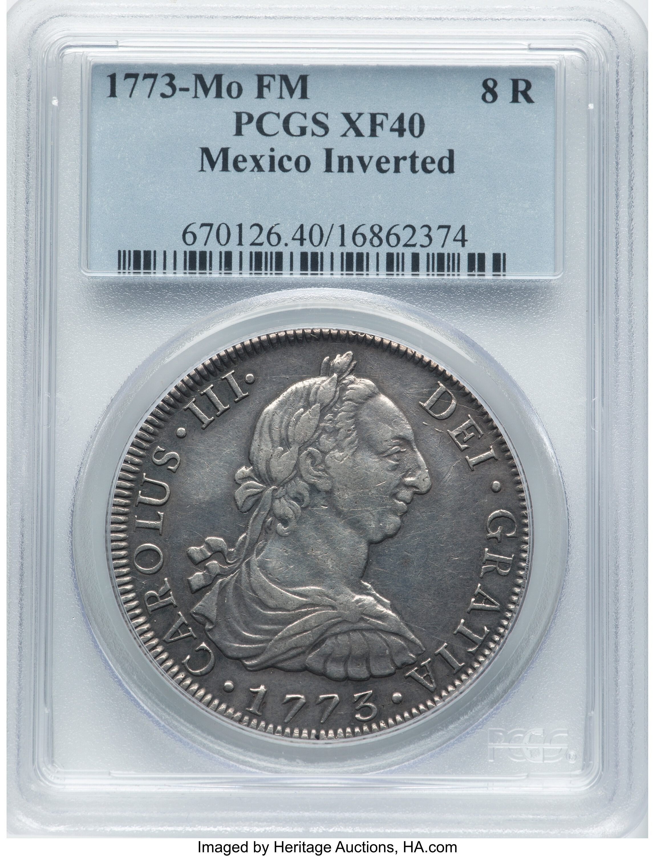 Mexico: Charles III 8 Reales "Inverted Mo FM" 1773 Mo-FM XF40 | Lot ...