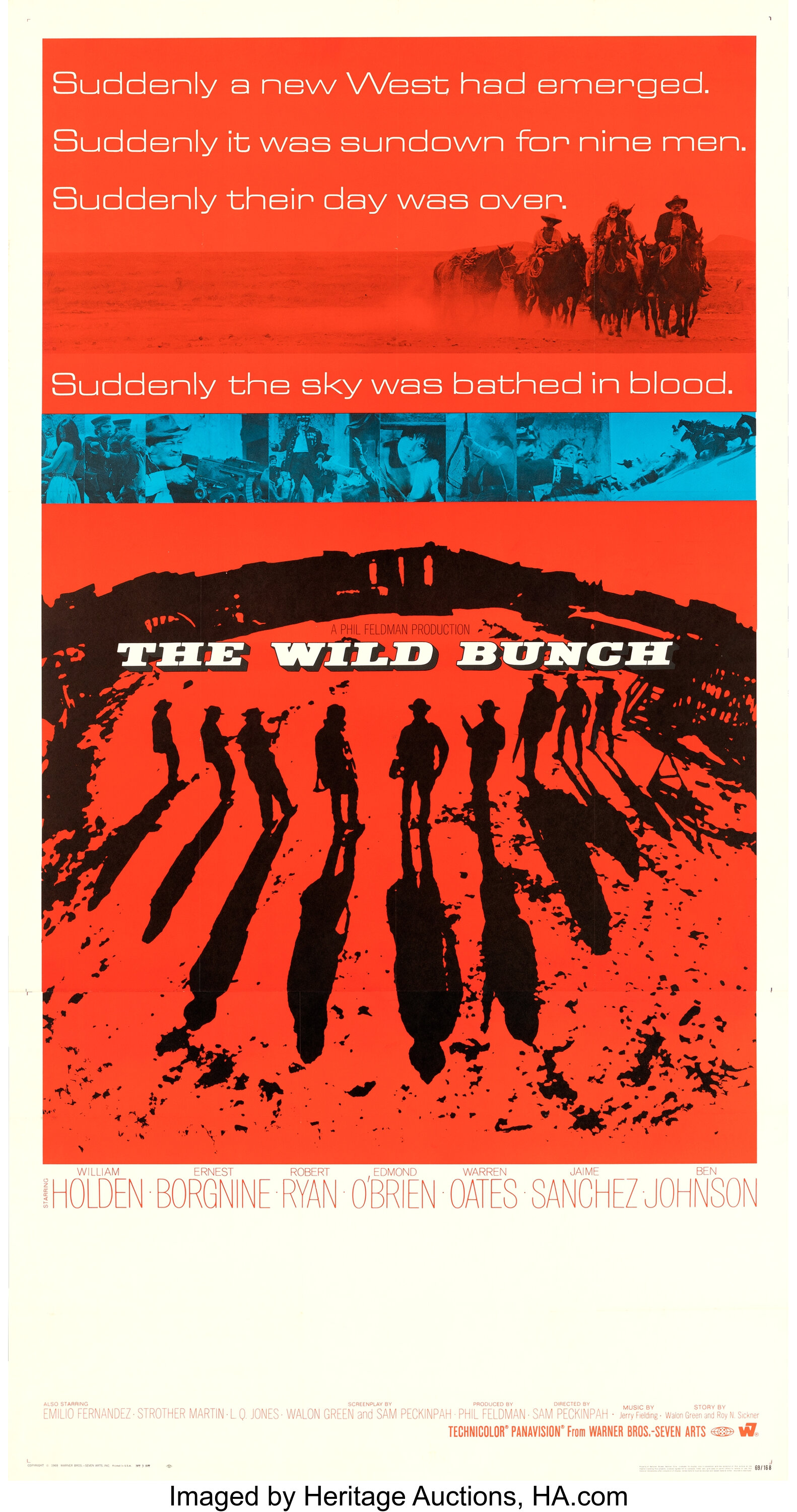 The Wild Bunch (Warner Bros., 1969). Very Fine on Linen. Three | Lot ...
