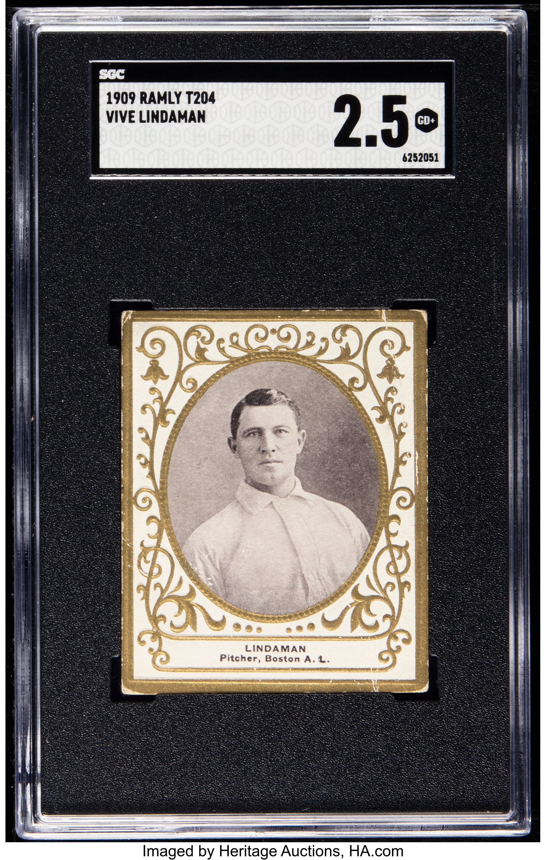 1909 T204 Ramly Vive Lindaman SGC Good+ 2.5.... Baseball Cards | Lot ...