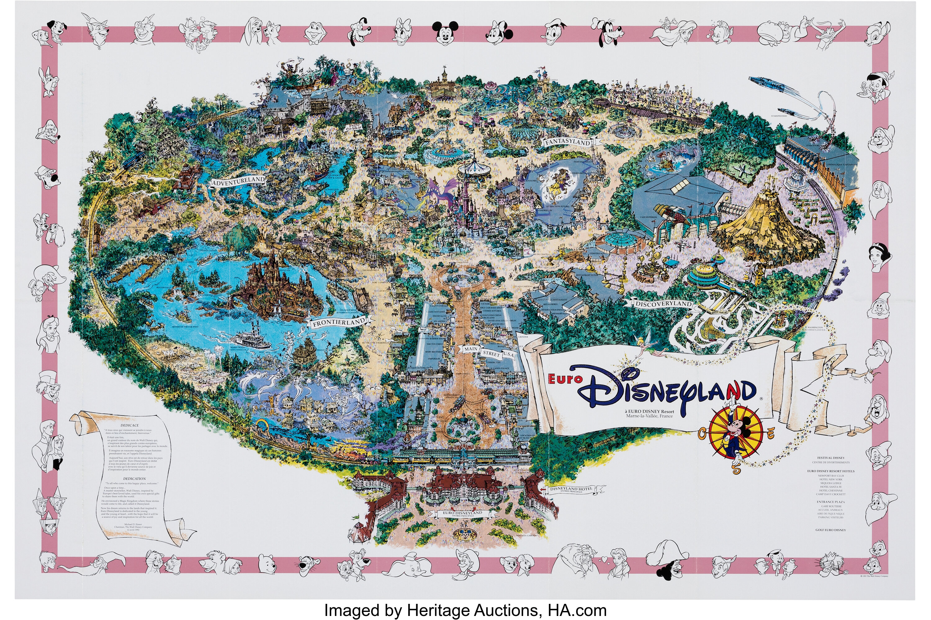 Euro Disney - Inaugural Year Souvenir Fun Map by Sam McKim (Walt | Lot ...