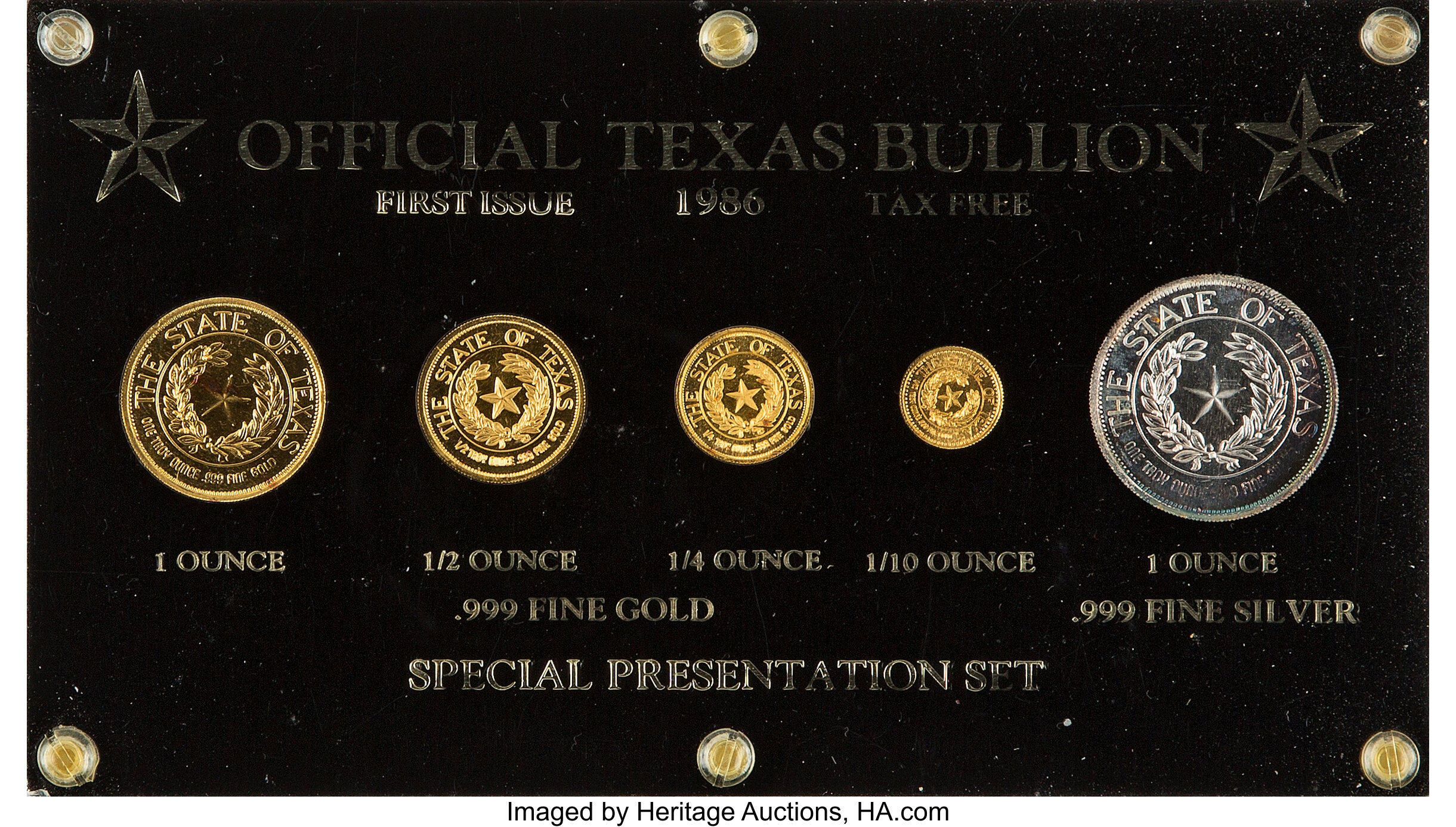Five-Piece 1986 Texas Bullion Round Set Uncertified. The set | Lot ...