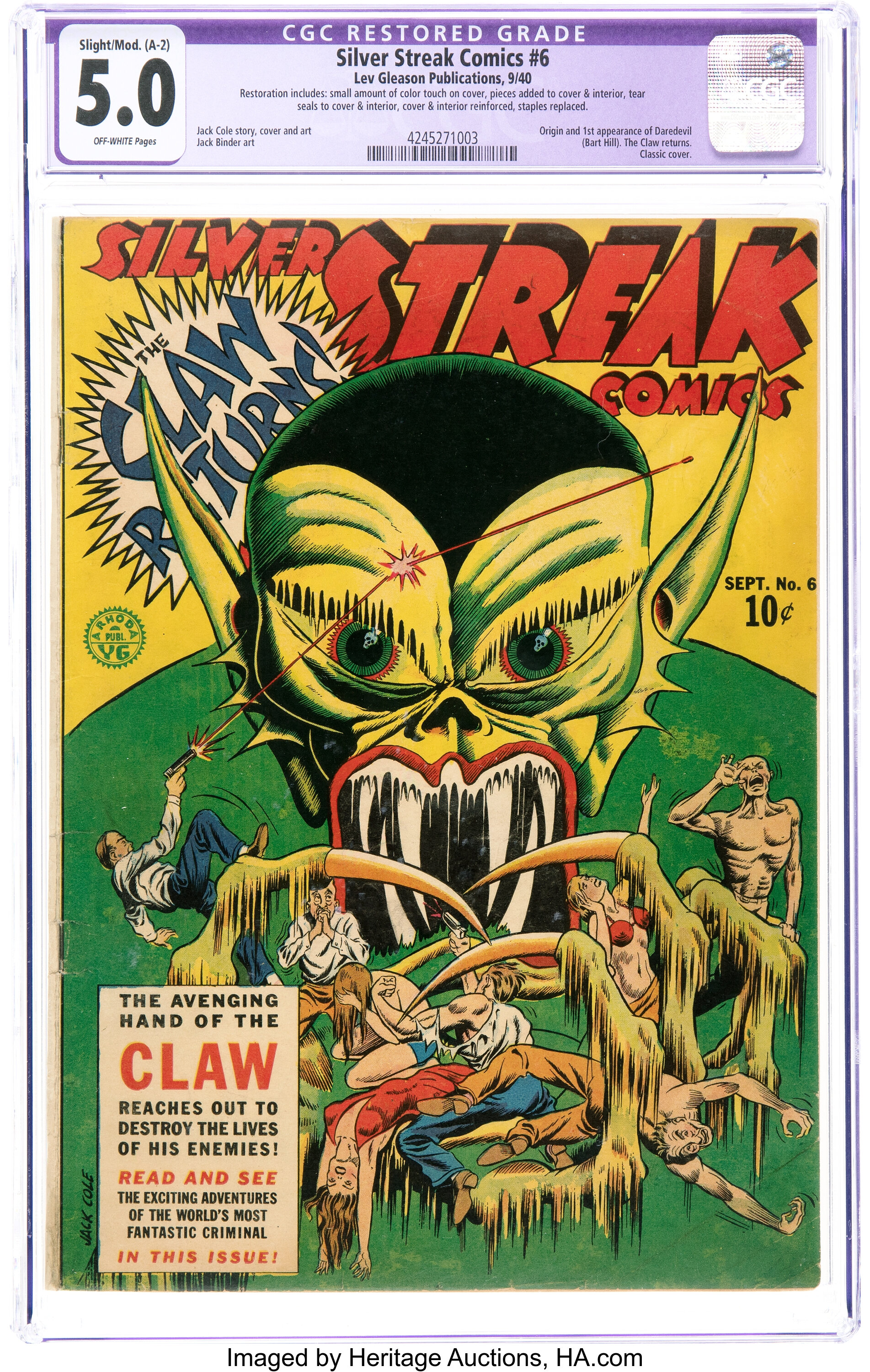 Silver Streak Comics #6 (Lev Gleason, 1940) CGC Apparent VG/FN 5.0 ...