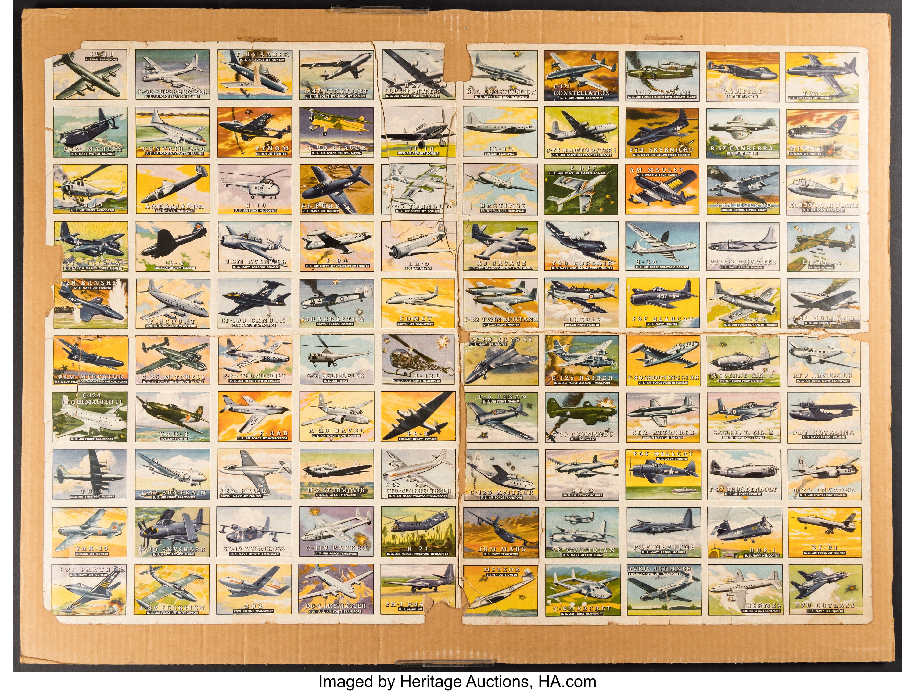 1952 Topps Wings Friend or Foe Uncut Sheet... Memorabilia Trading | Lot ...