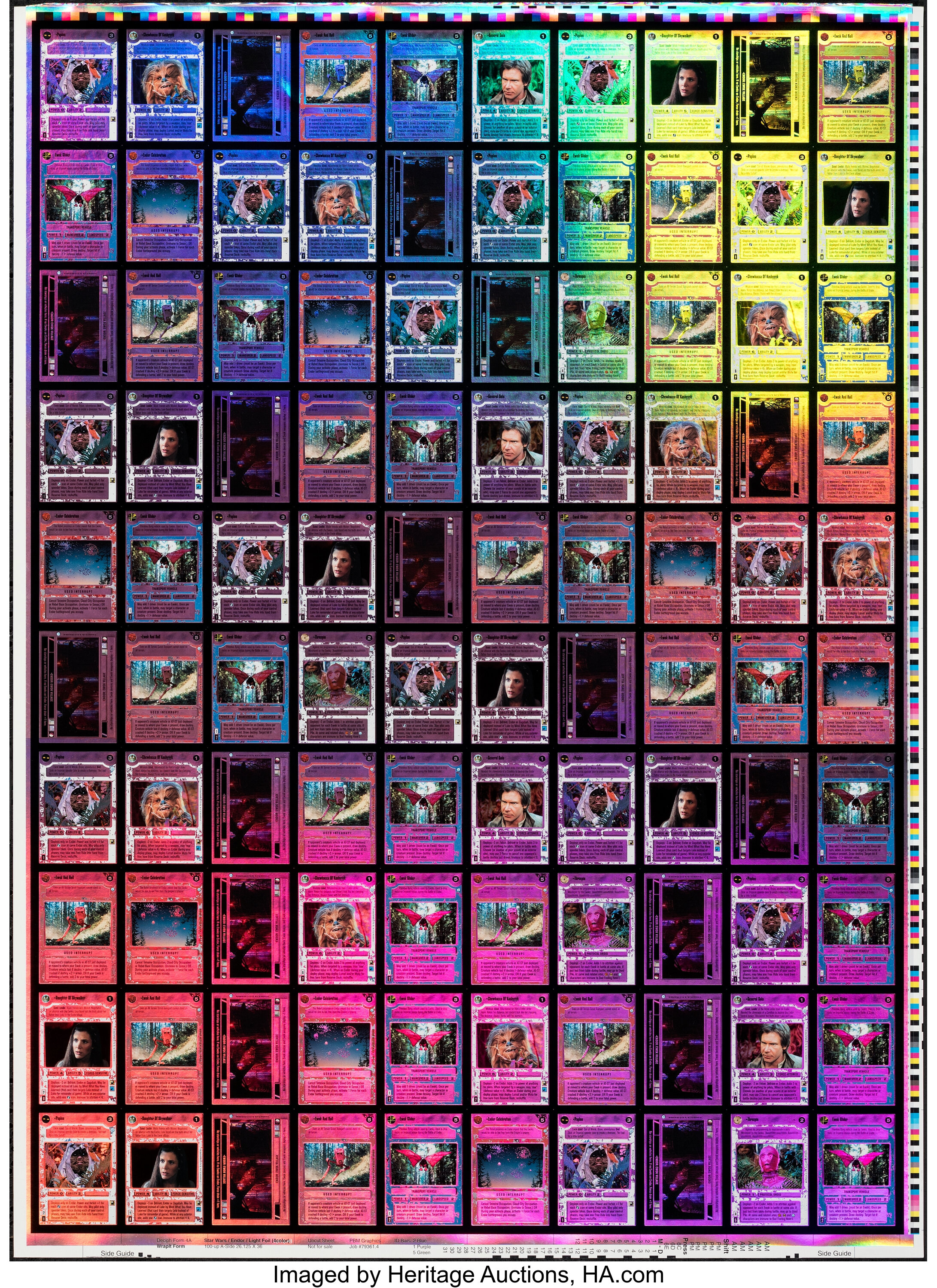 1999 Decipher Star Wars CCG Endor Light Foil Uncut Sheet... | Lot ...