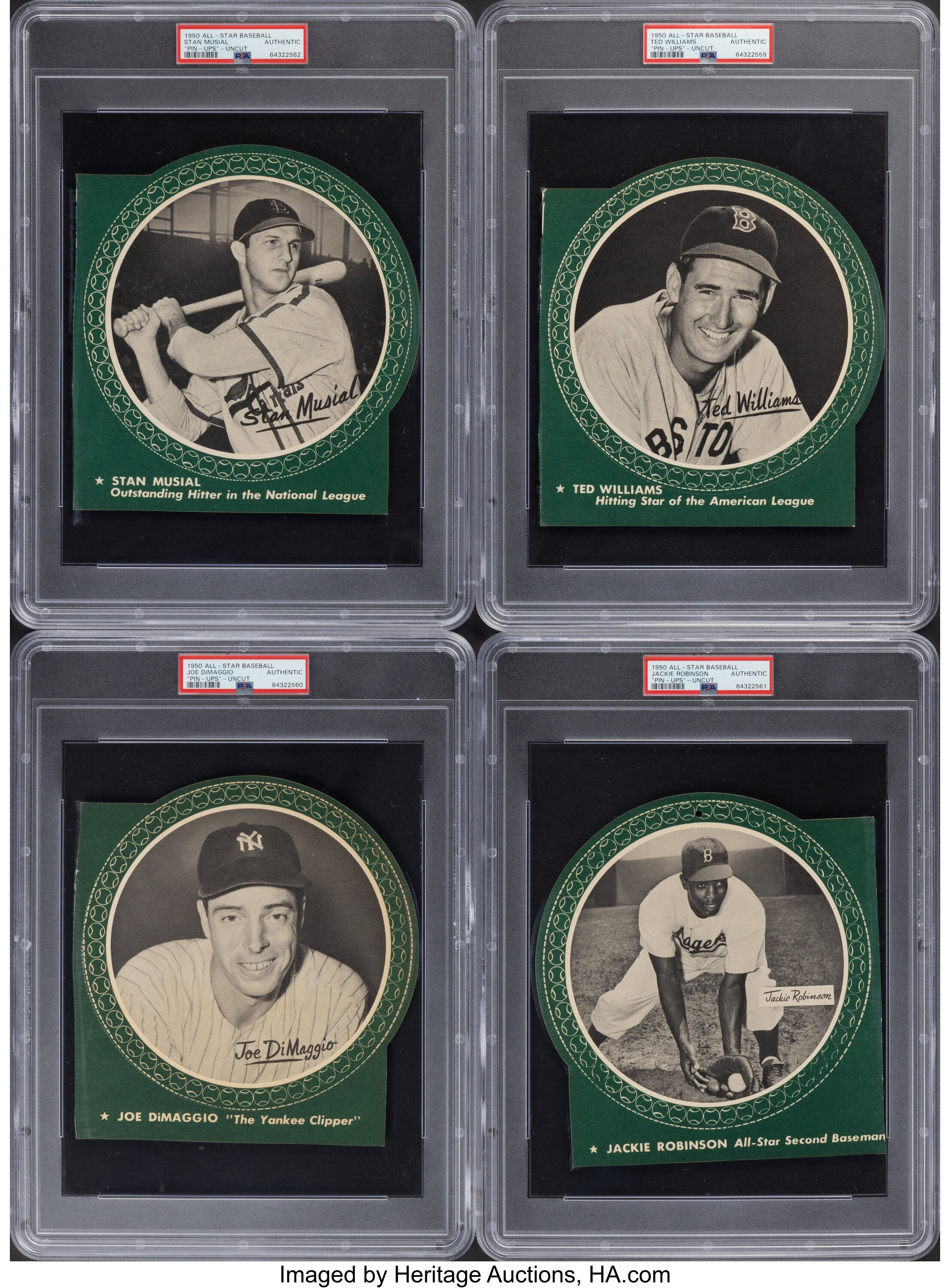 1950 All-Star Baseball Uncut Pin-Ups Set (10) with Front and Back | Lot ...
