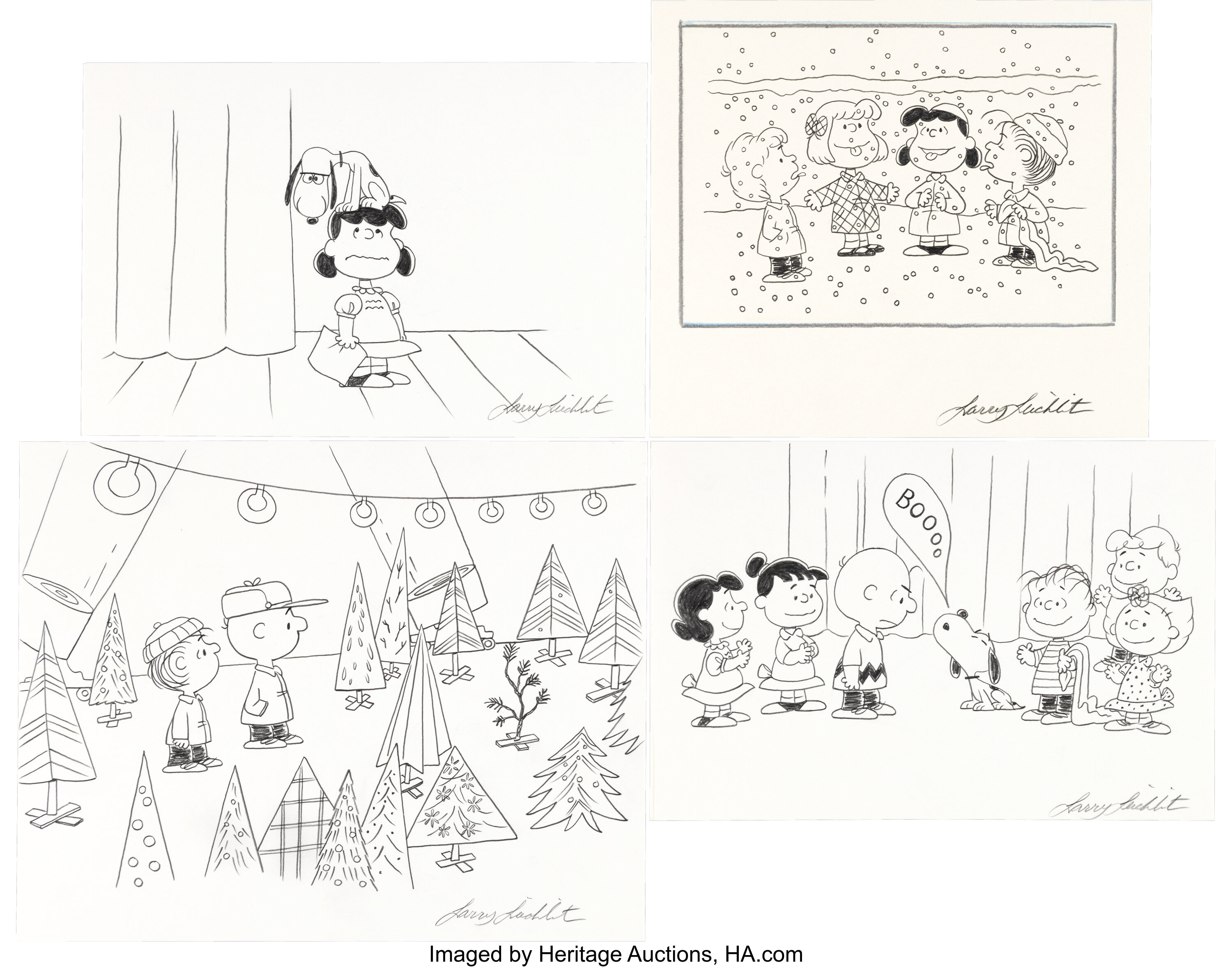 Peanuts A Charlie Brown Christmas Inspired Drawings by Larry | Lot ...
