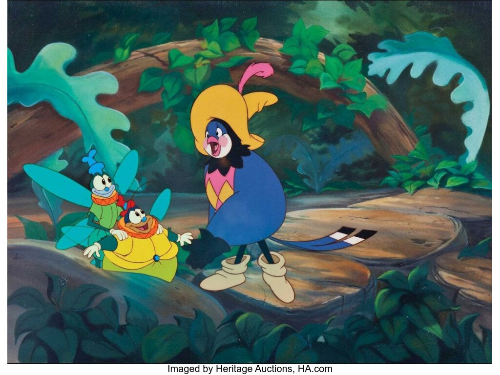 ORIGINAL PRODUCTION CEL AND PRODUCTION BACKGROUND FROM THUMBELINA ...