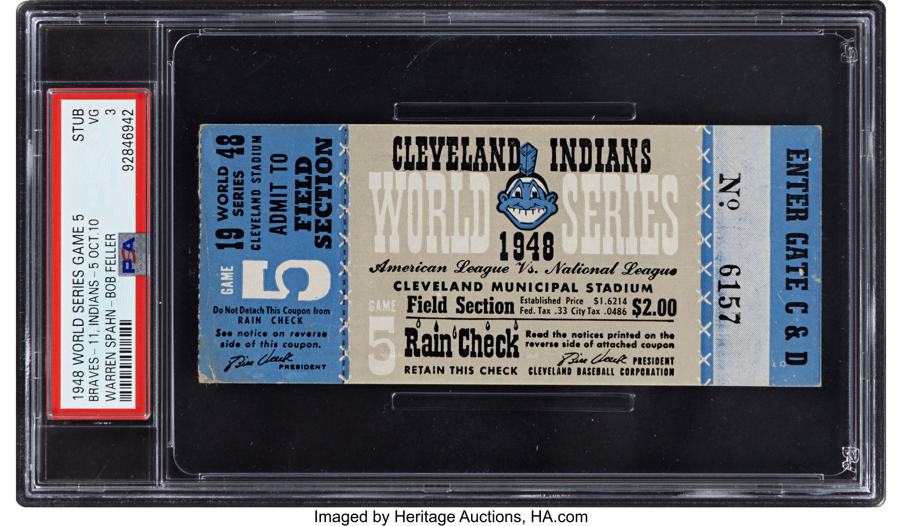 1948 World Series Game Five Ticket Stub, PSA VG 3 - Satchel Paige's ...
