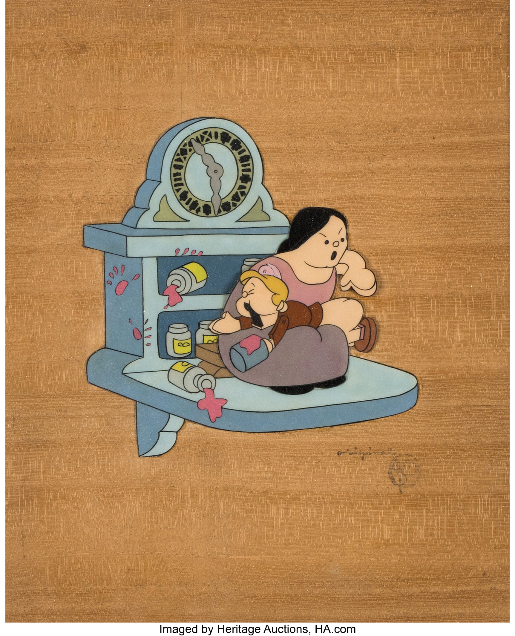Pinocchio RARE Spanking Cuckoo Clock Production Cel Courvoisier | Lot ...