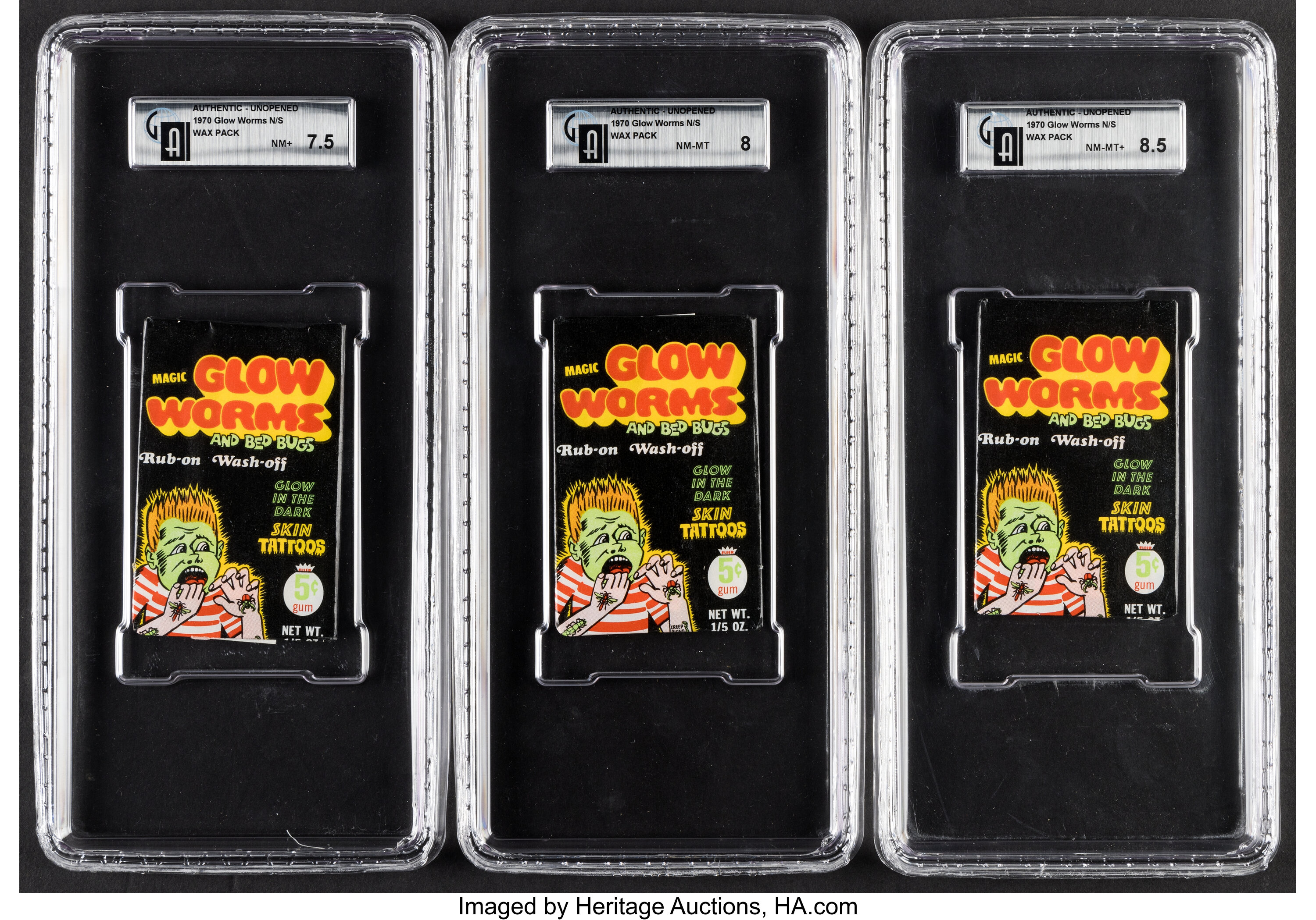 1970 Fleer Magic Glow Worms and Bed Bugs Tattoos - Unopened Encased ...