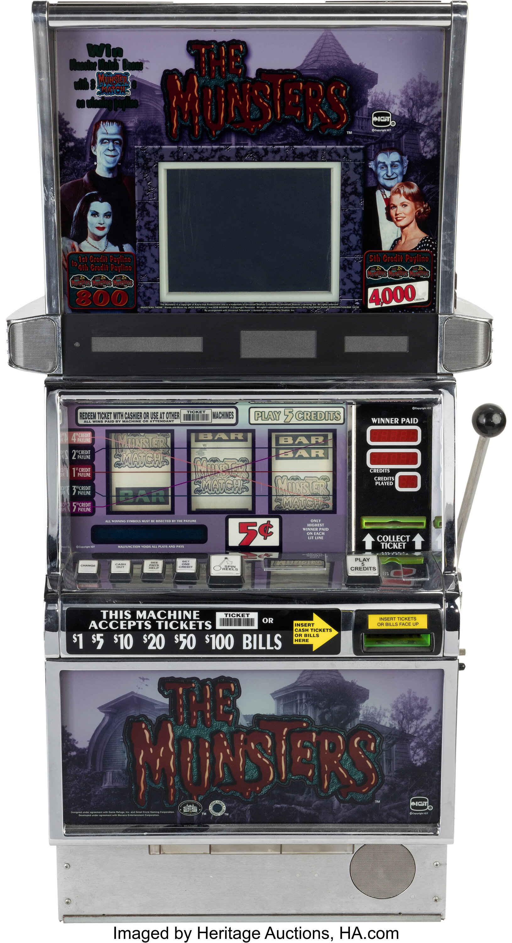 The Munsters Coinless Video Slot Machine (1990s).... Movie/TV | Lot ...