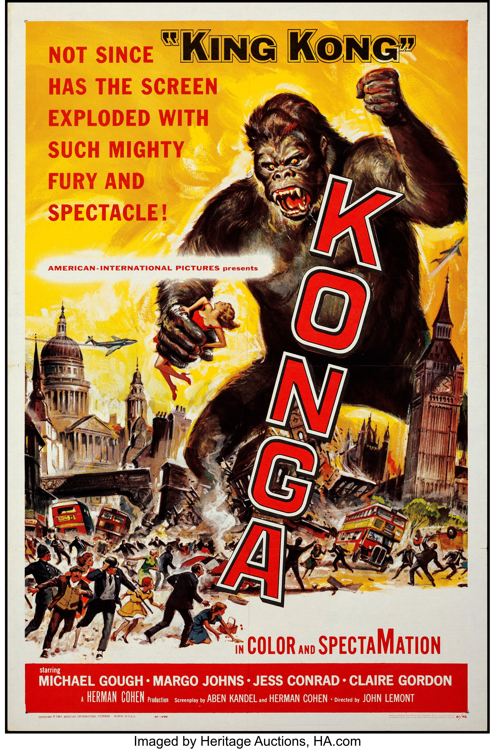 Konga (American International, 1961). Folded, Very Fine+. One Sheet ...