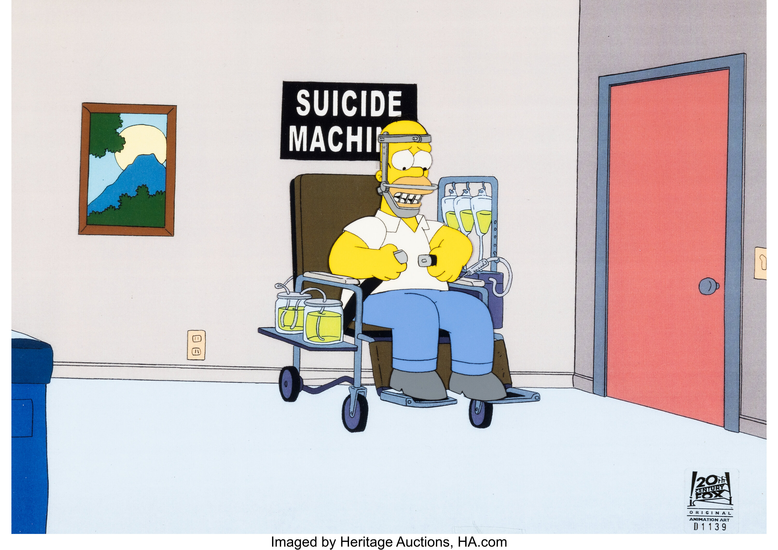 The Simpsons "Jaws Wired Shut" Original Homer Production Cel (Fox ...