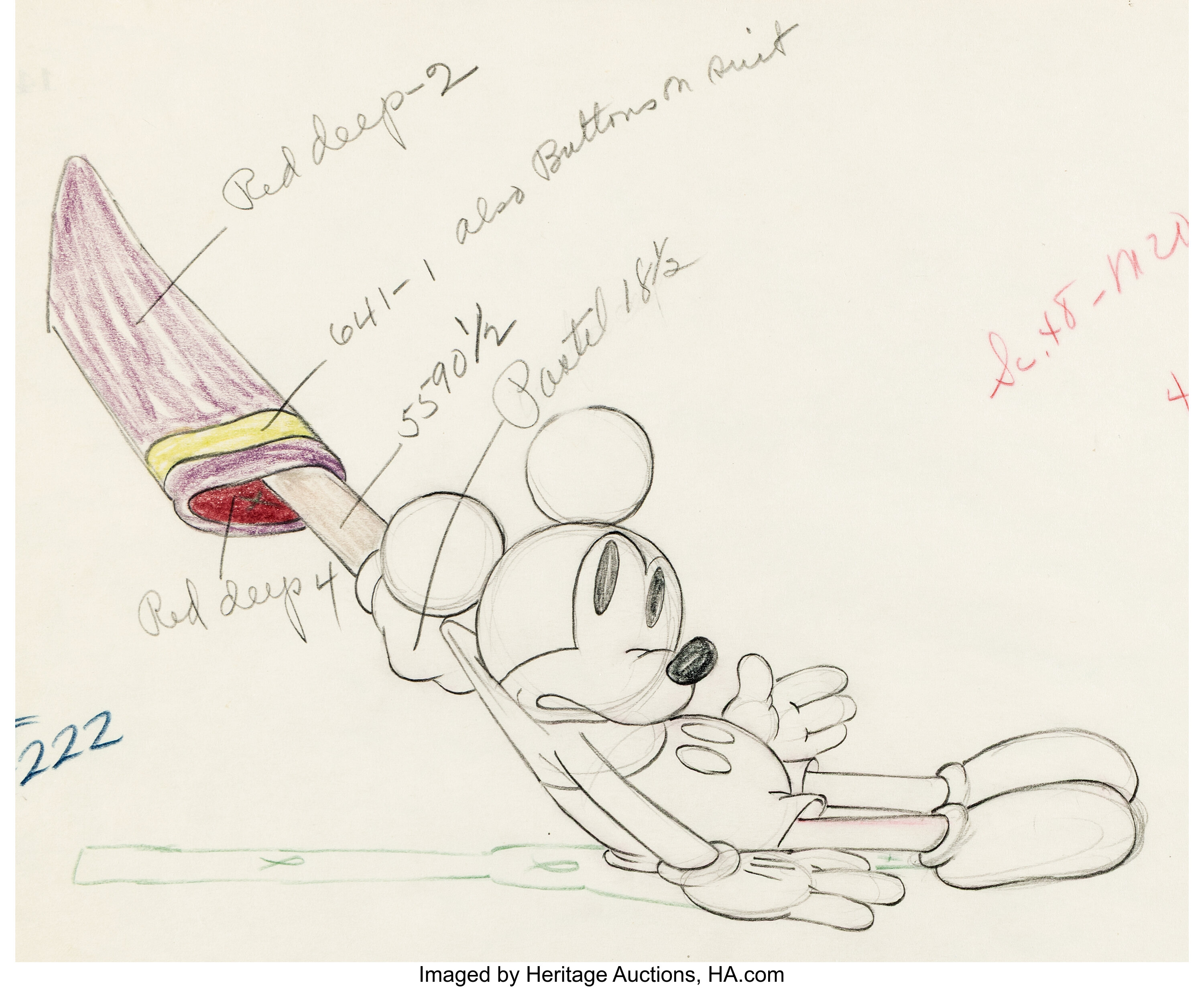 Society Dog Show Mickey Mouse Rare Color Model Drawing (Walt | Lot ...
