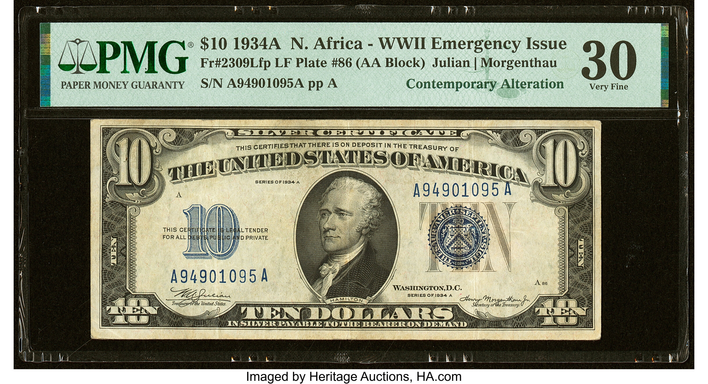 Contemporary Alteration of Treasury Seal From Yellow to Blue Ink | Lot ...