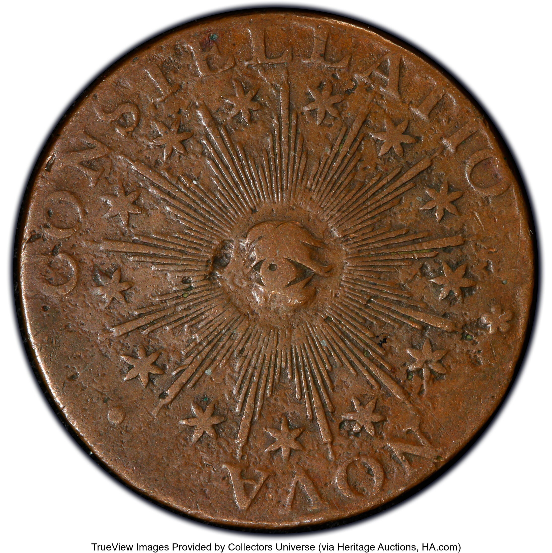 1783 Nova Constellatio Copper, Pointed Rays, Small US, Crosby 2-B ...
