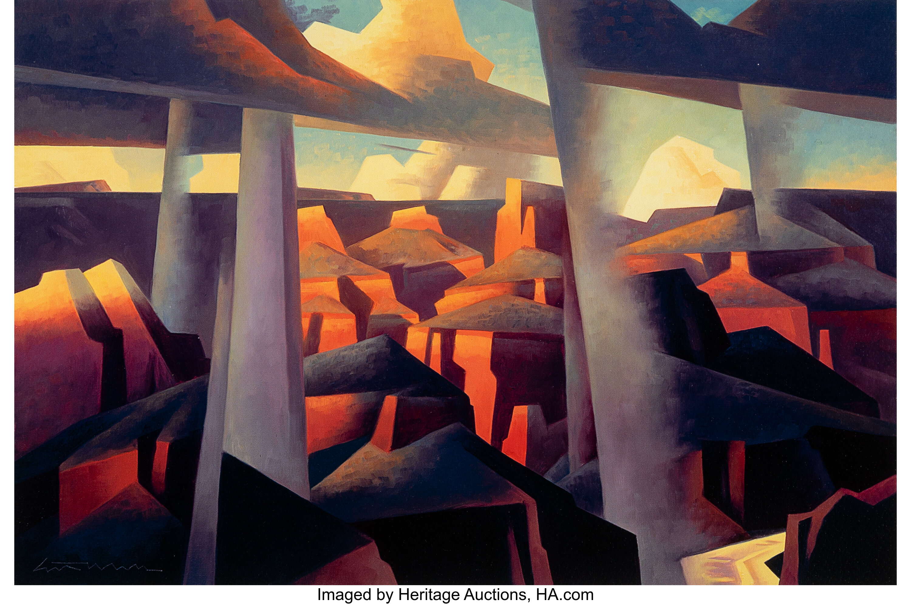 Ed Mell (American, 1942-2024). Canyon Rain Columns. Giclée print in ...