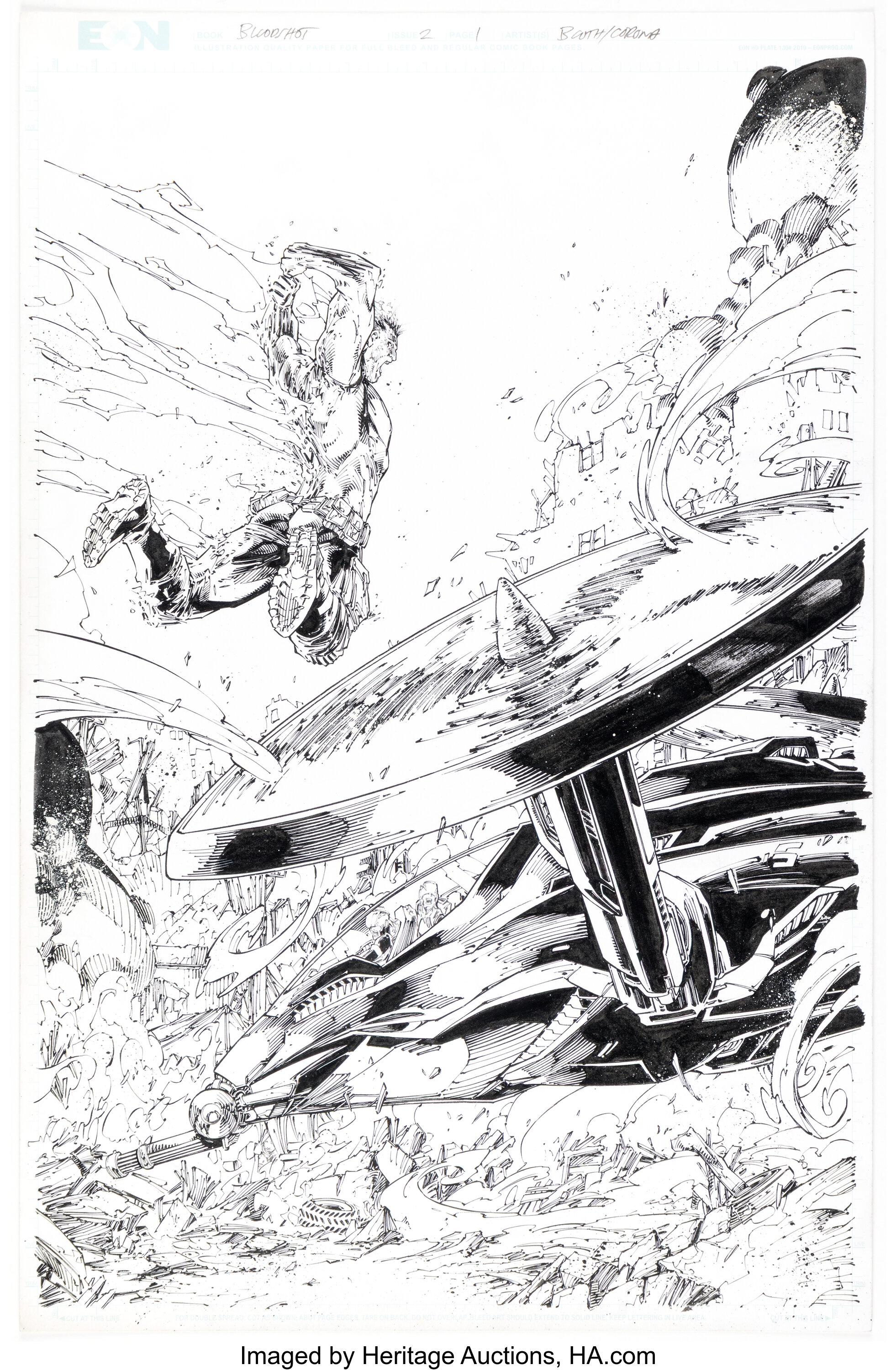 Brett Booth and Adelso Corona Bloodshot #2 Splash Page 1 Original | Lot ...