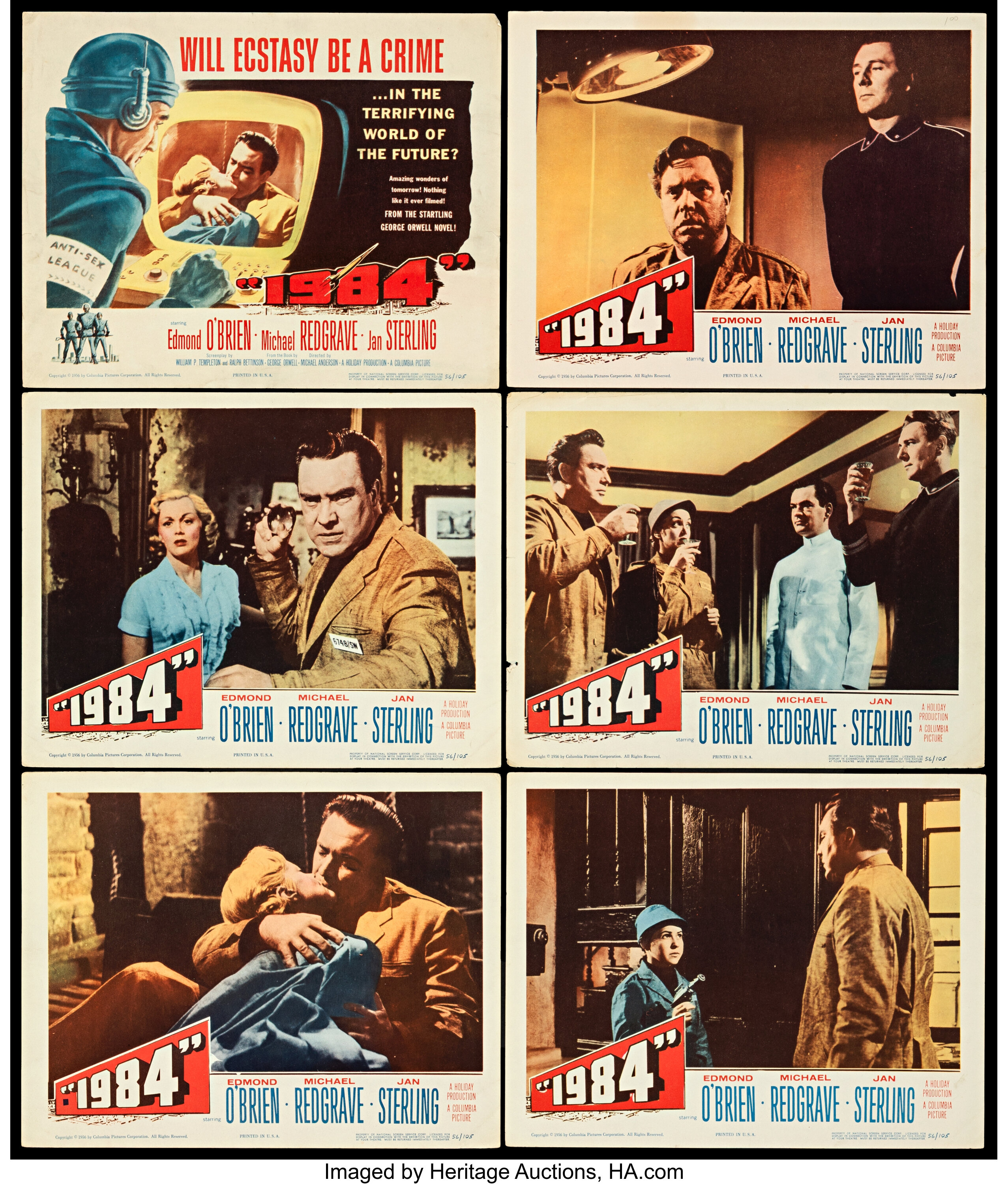 1984 (Columbia, 1956). Very Fine+. Title Lobby Card & Lobby Cards | Lot ...