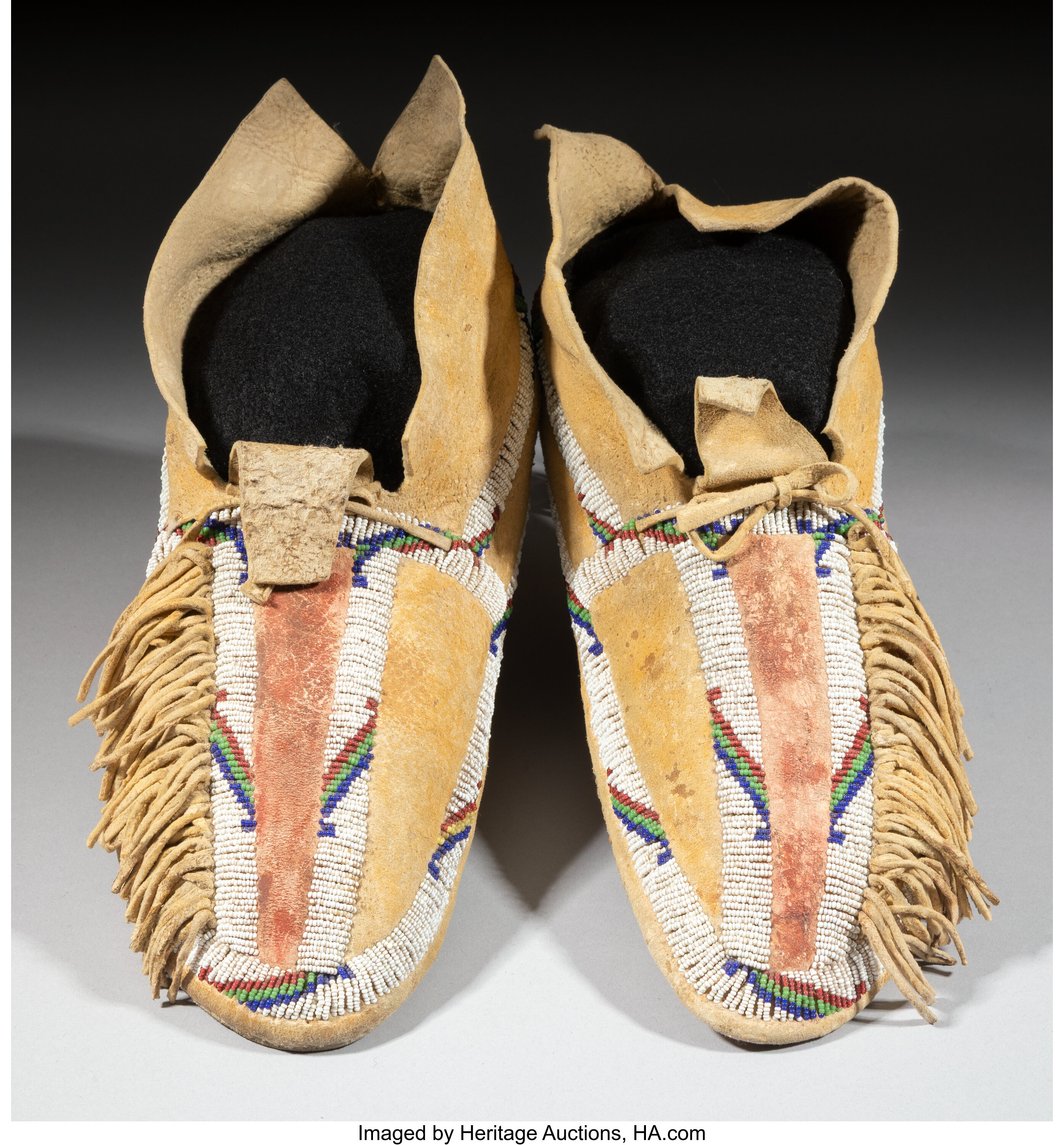 A Pair of Southern Cheyenne Beaded Hide Moccasins... (Total: 2 ) | Lot ...