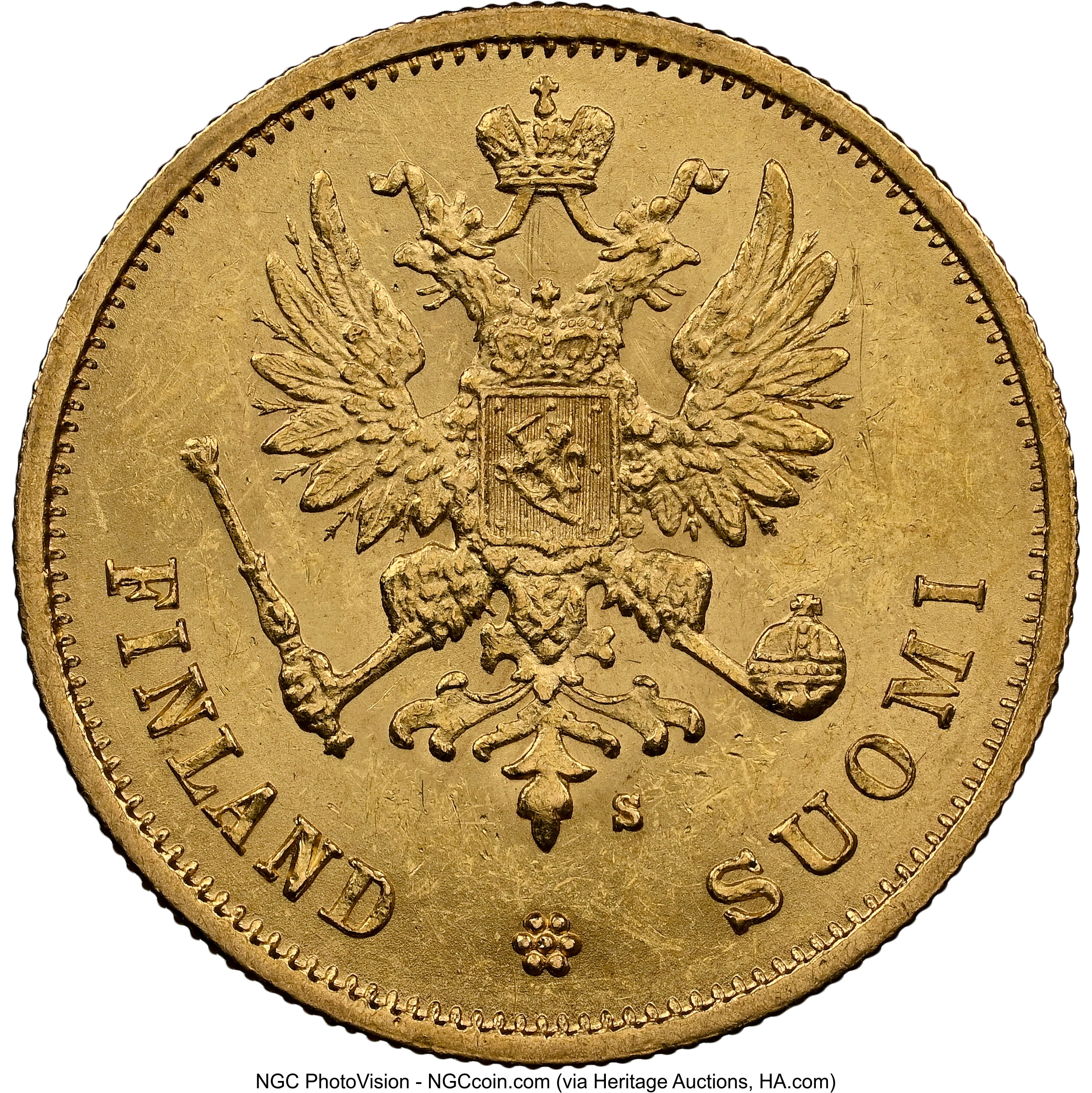 Finland: Russian Duchy. Alexander II gold 10 Markkaa 1878-S MS62 | Lot ...