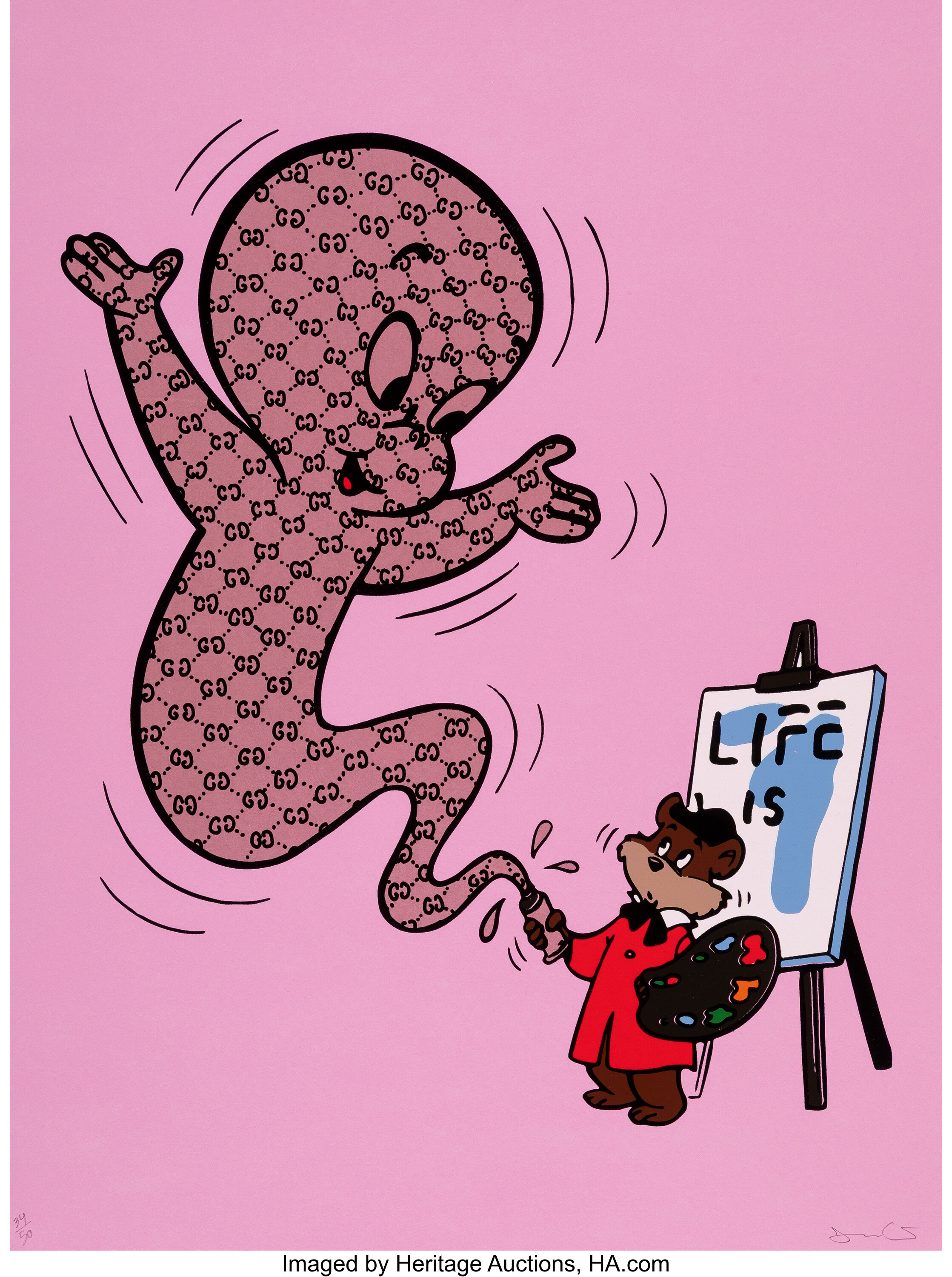 Trevor "Trouble" Andrew (b. 1979). Life is Easel (Pink), 2022. | Lot ...