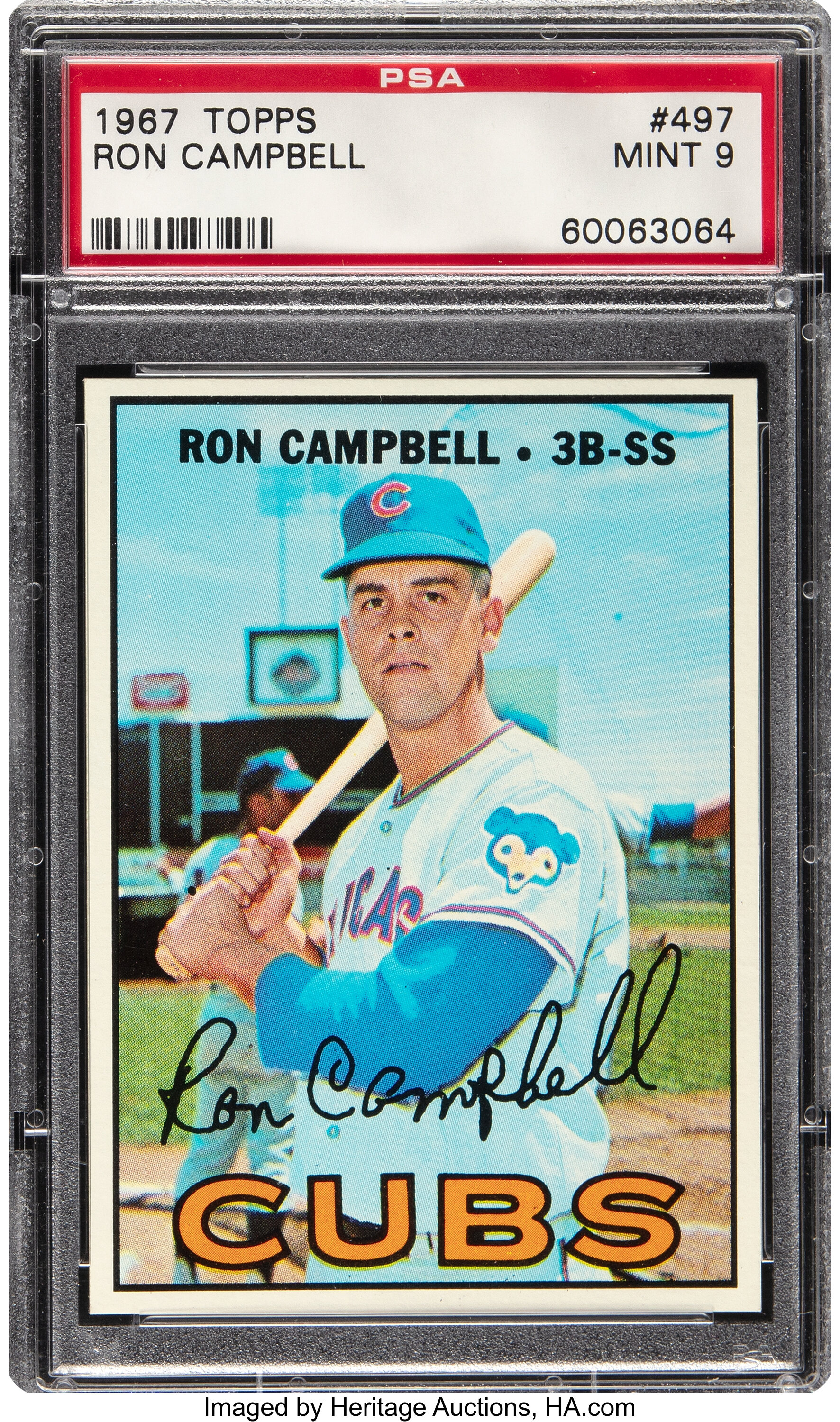 1967 Topps Ron Campbell Rookie #497 PSA Mint 9 - Only One | Lot #81750 ...