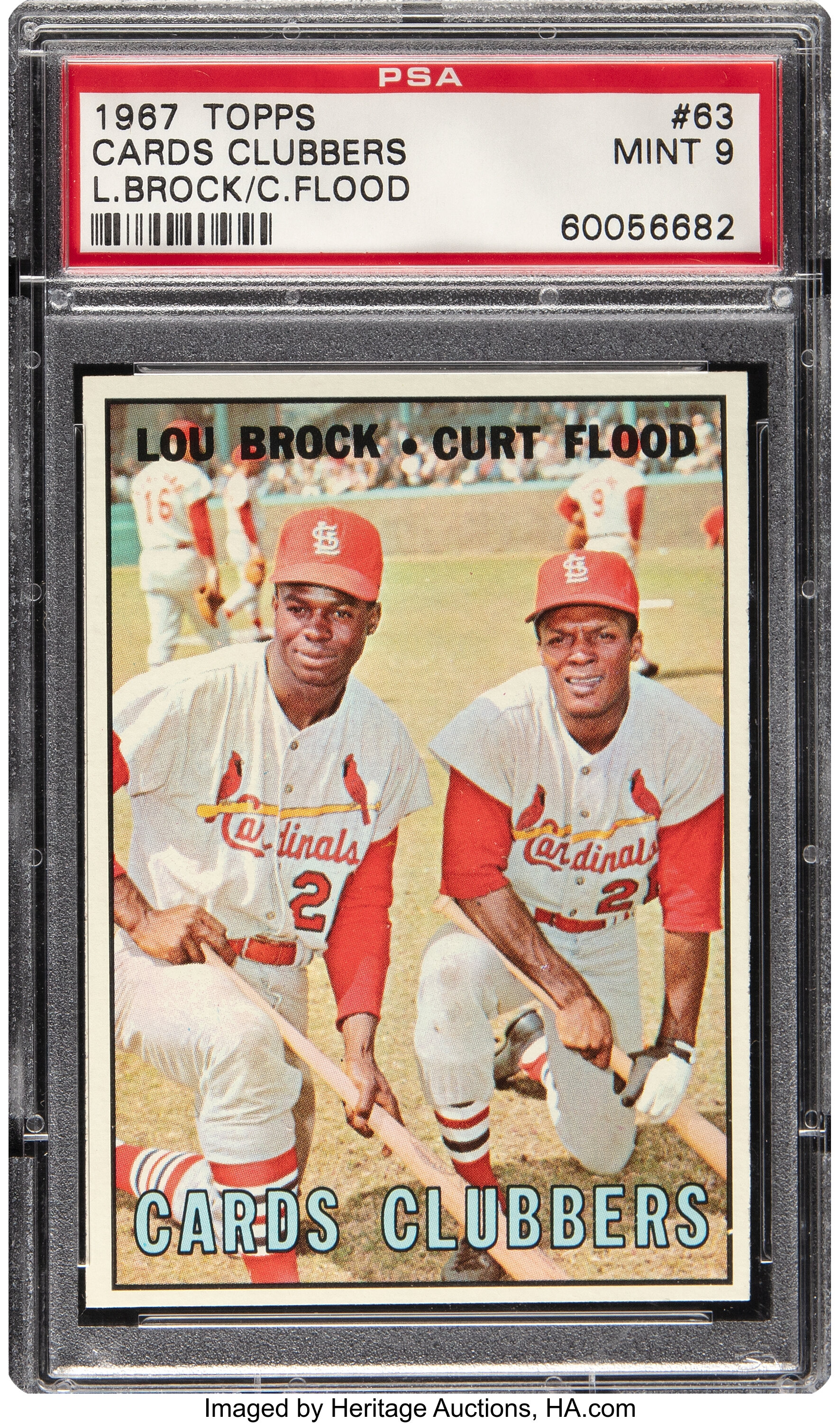 1967 Topps Cards Clubbers - Lou Brock & Curt Flood #63 PSA Mint | Lot ...