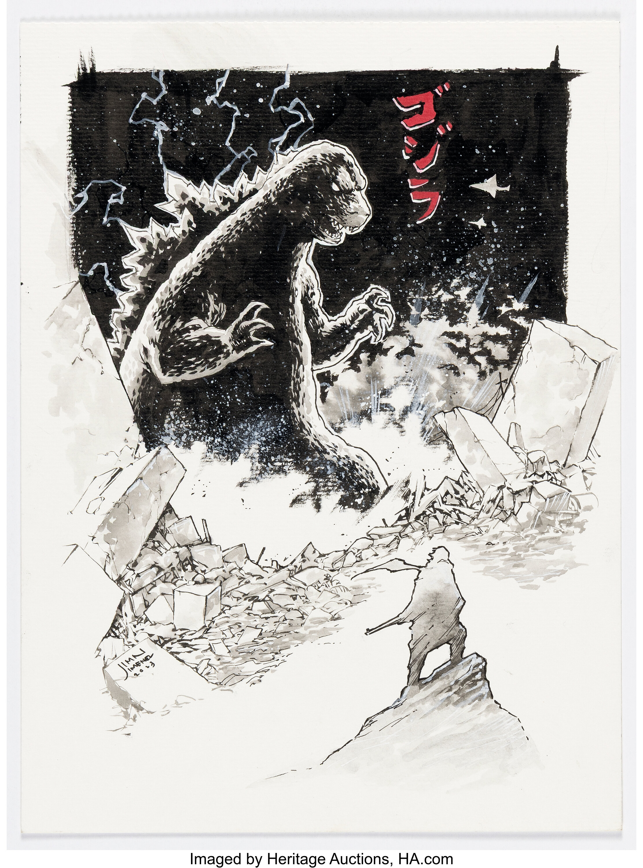 Jim Jimenez - Godzilla Illustration Original Art (2023).... | Lot ...