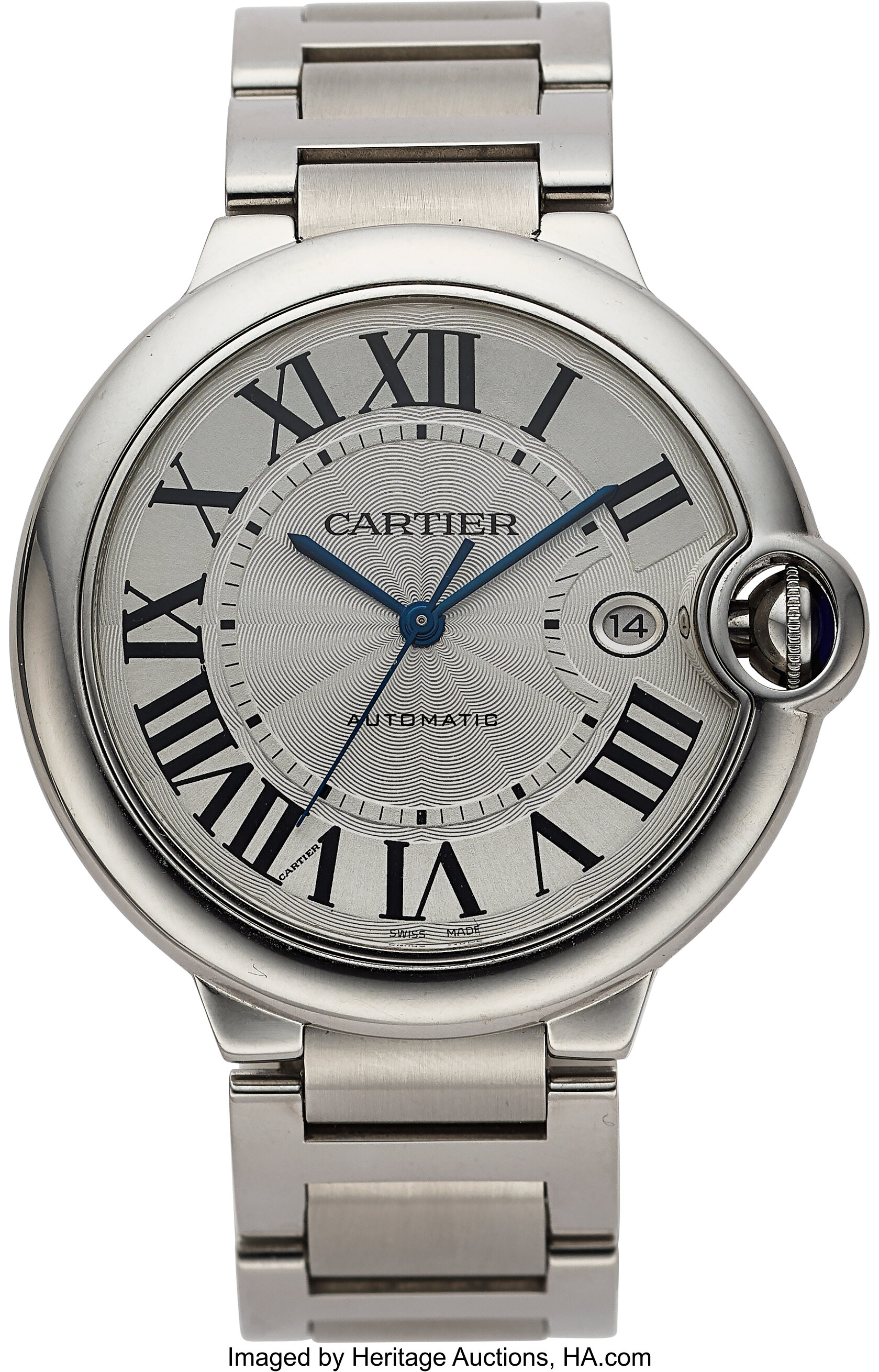 Cartier Stainless Steel Ballon Blue Wrist Watch Ref. . ... | Lot #12014 ...